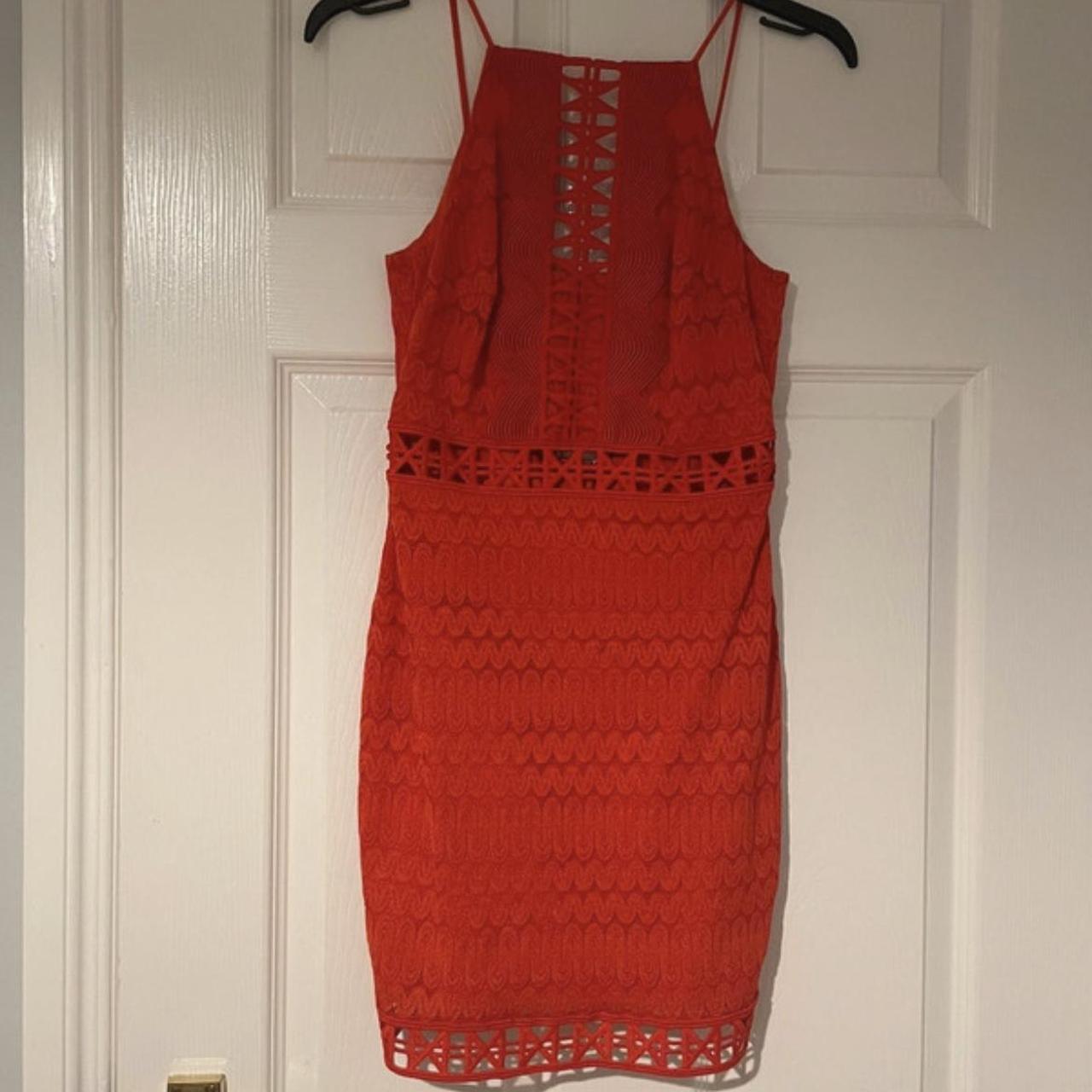 Red lace mini dress Cut out back detail Size 6 petite - Depop