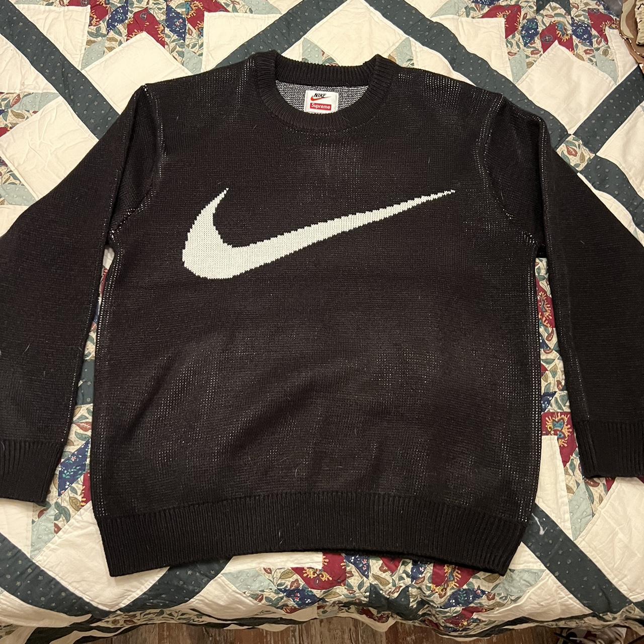 Nike x supreme knitted crew neck Black Size... - Depop