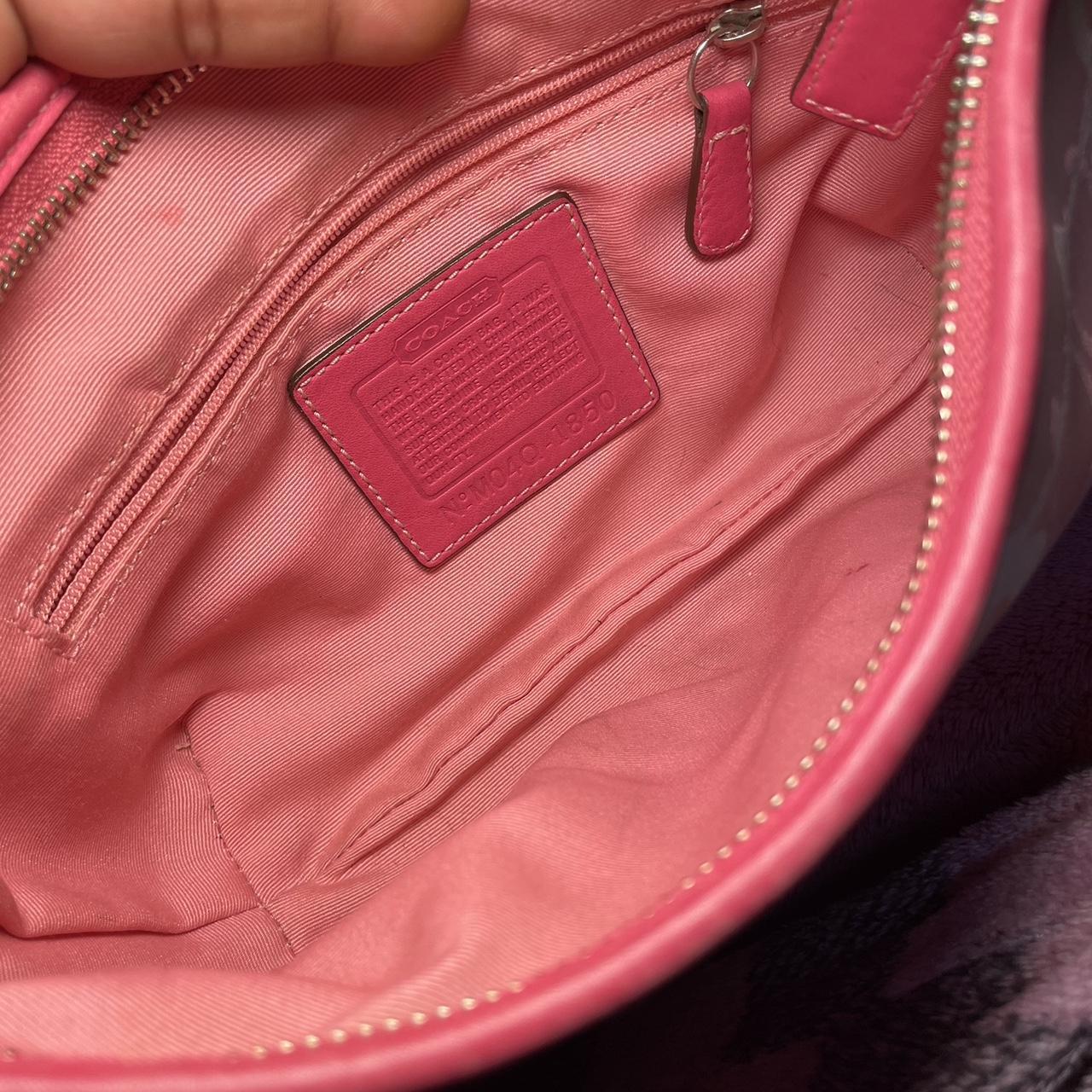 Coach signature Pink monogram canvas leather mini... - Depop