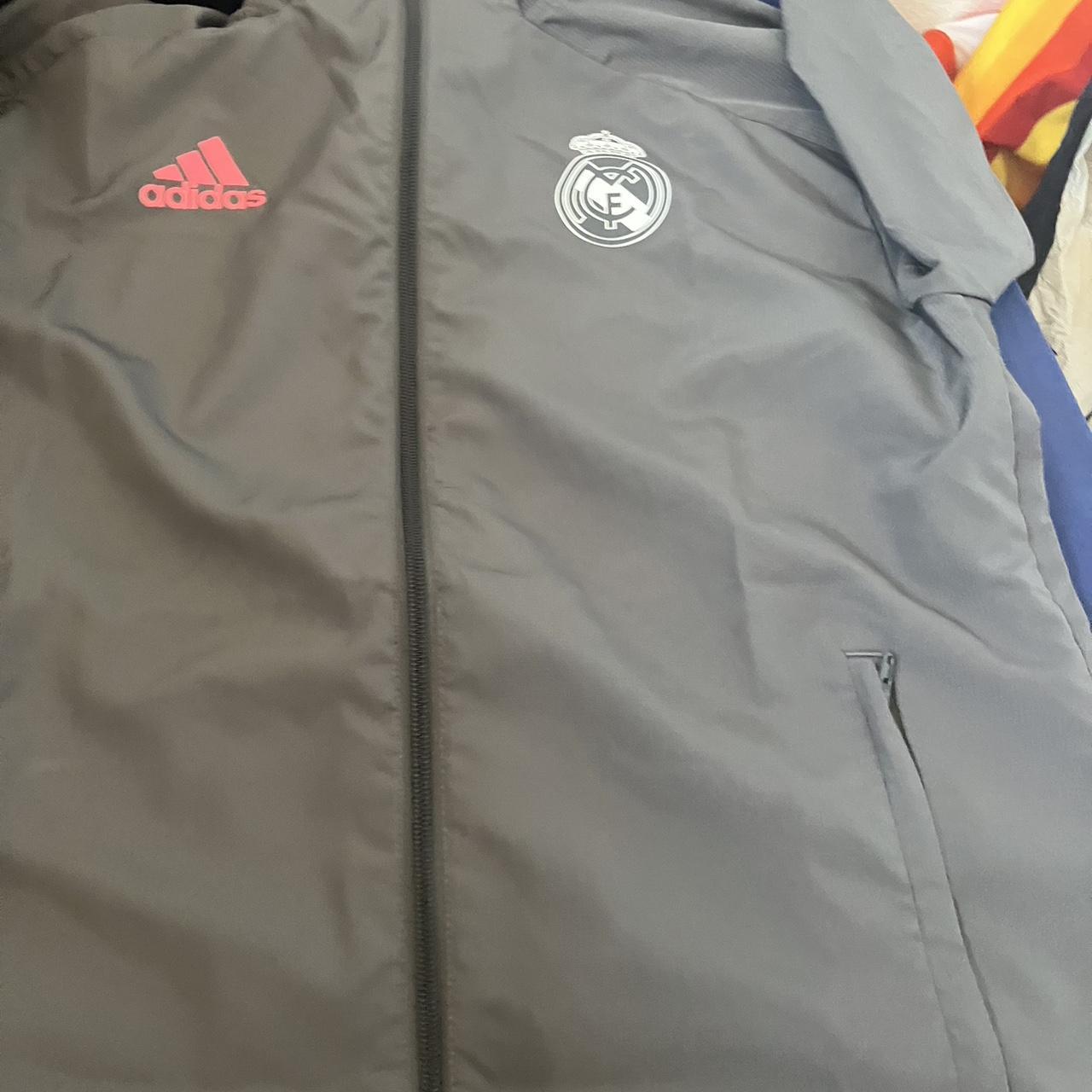 Adidas Real Madrid Grey Warmup Jacket - Depop