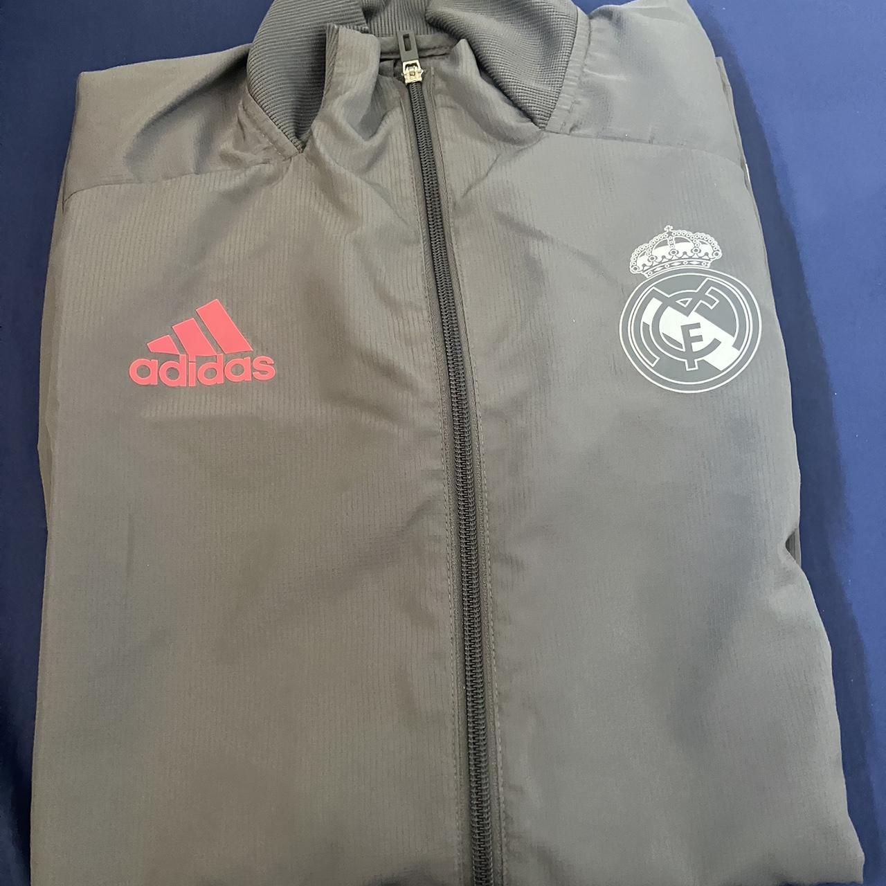 Adidas Real Madrid Grey Warmup Jacket - Depop