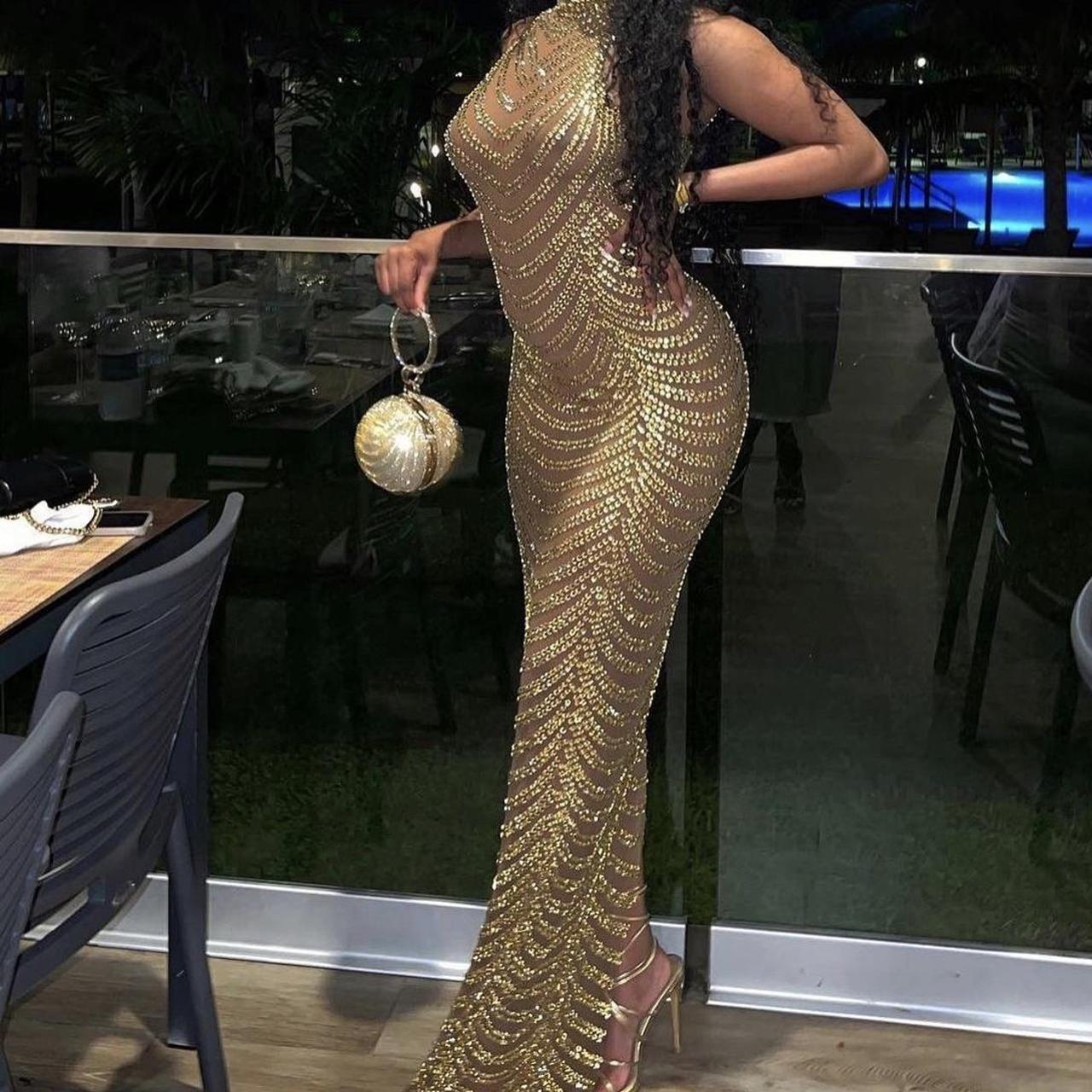 Gold party dress, perfect for birthdays, prom,... - Depop