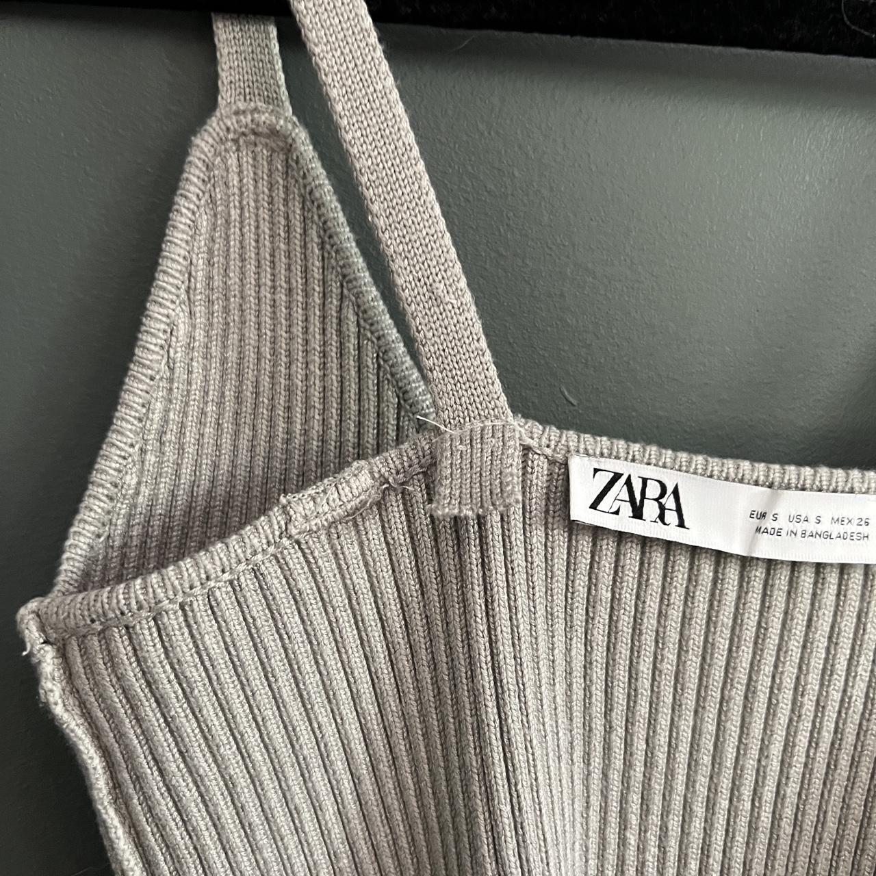 Zara ribbed knit corset tank top! This gray... - Depop