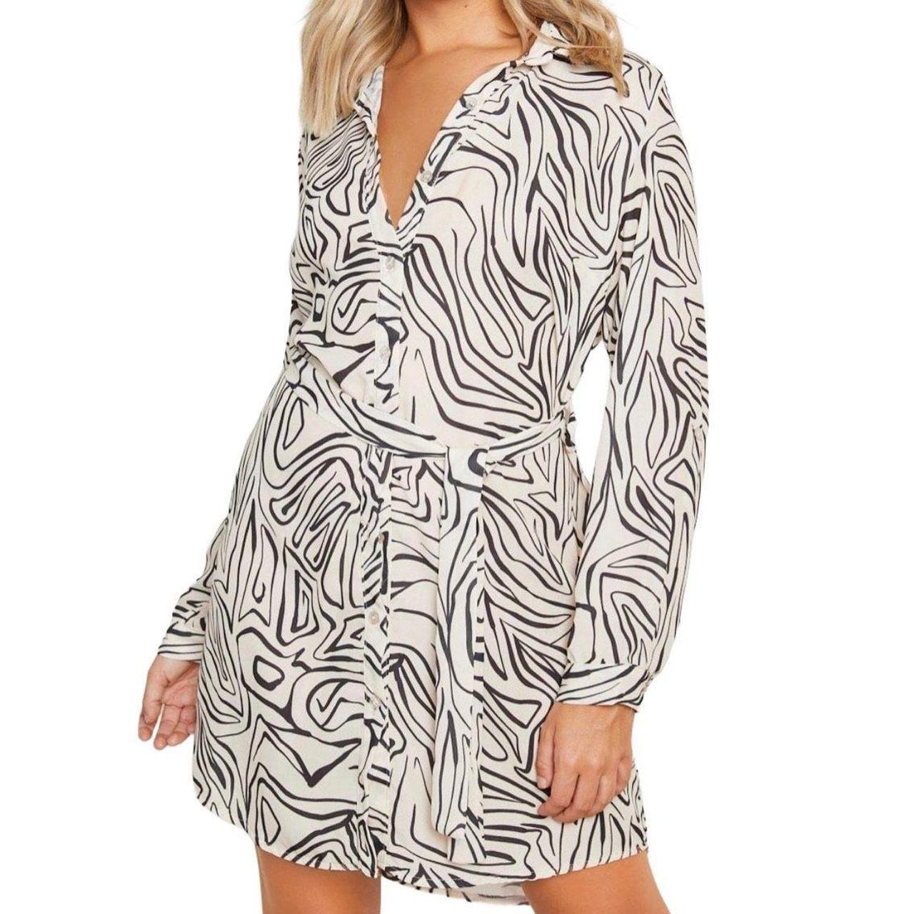 Boohoo Women's White and Black Dress | Depop