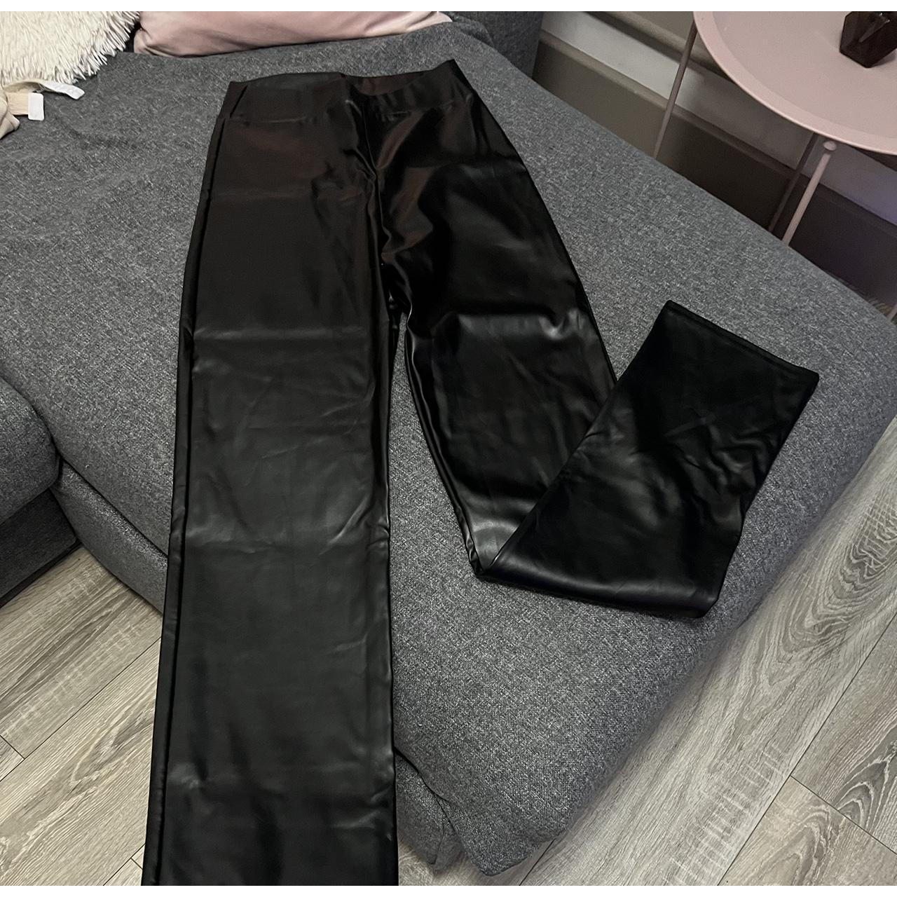 PLT leather pants straight leg SIZE 8 Worn... - Depop