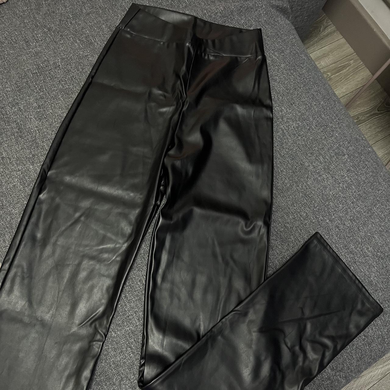 PLT leather pants straight leg SIZE 8 Worn... - Depop