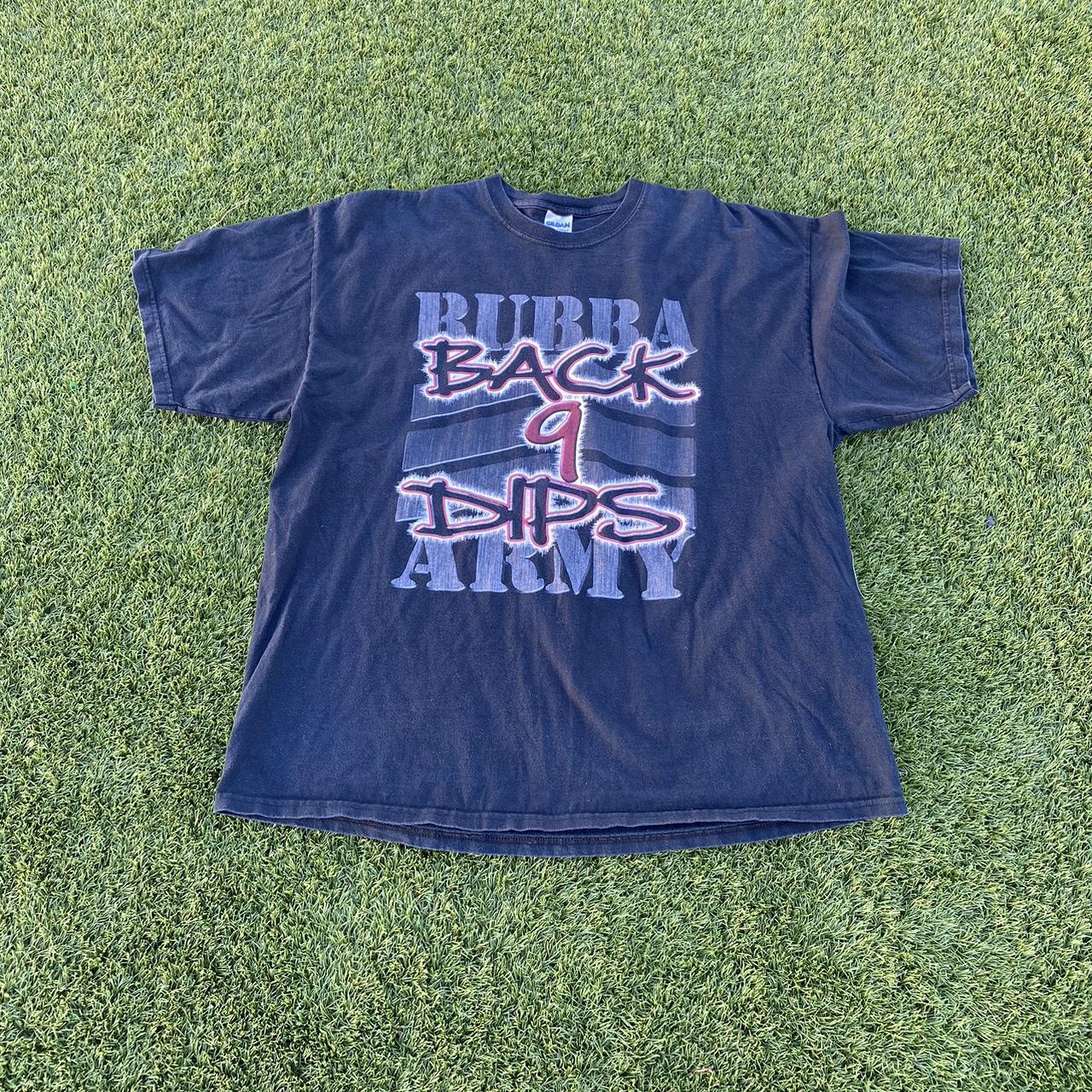 BUBBAS ARMY BACK 9 DIPS TEE BLACK/XL Used, great... - Depop