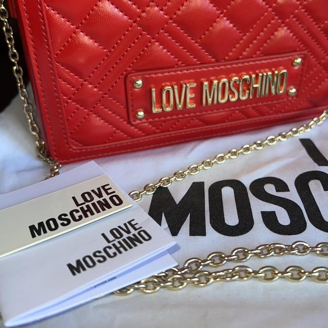 Love Moschino red quilted box crossbody purse with... - Depop