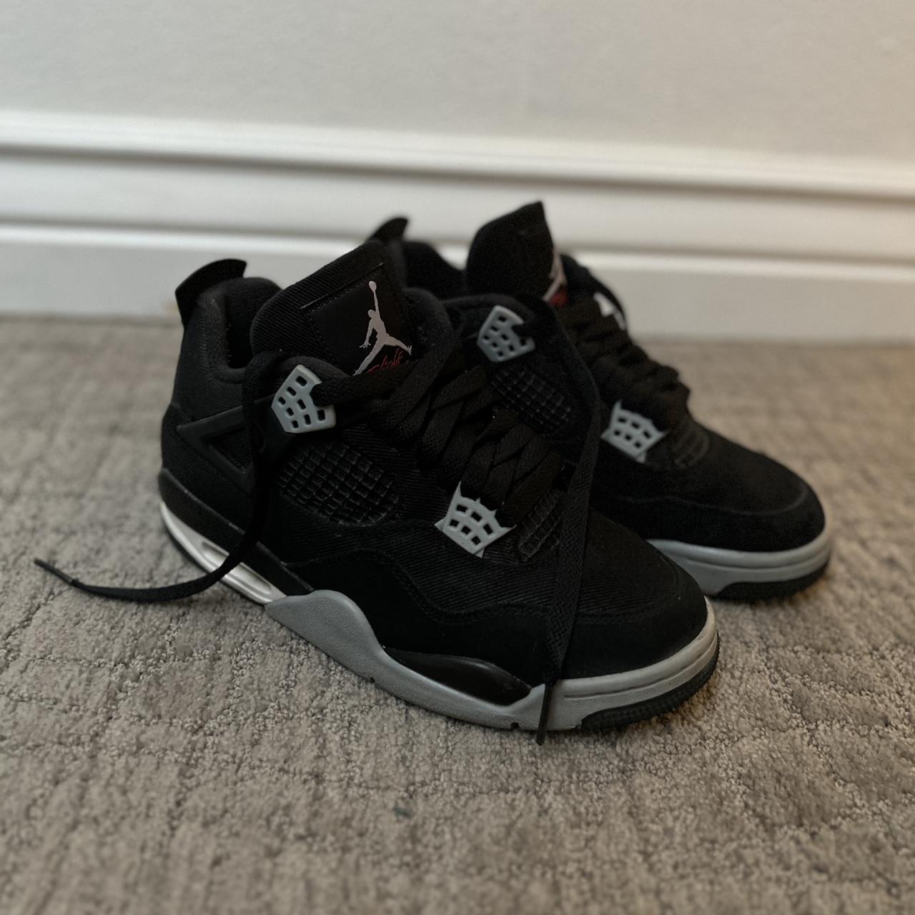 Jordan 4s black canvas US Mens 5 fits a 6.5 W or... - Depop