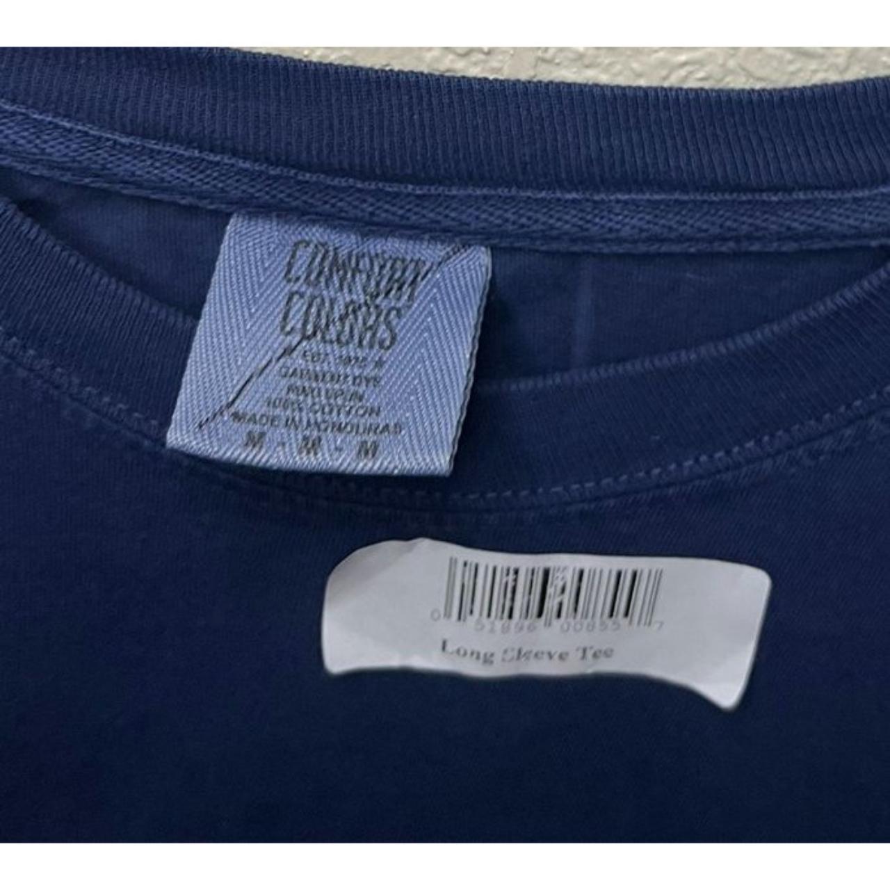 Comfort Colors Long Sleeve Pocket T-Shirt Navy Blue... - Depop