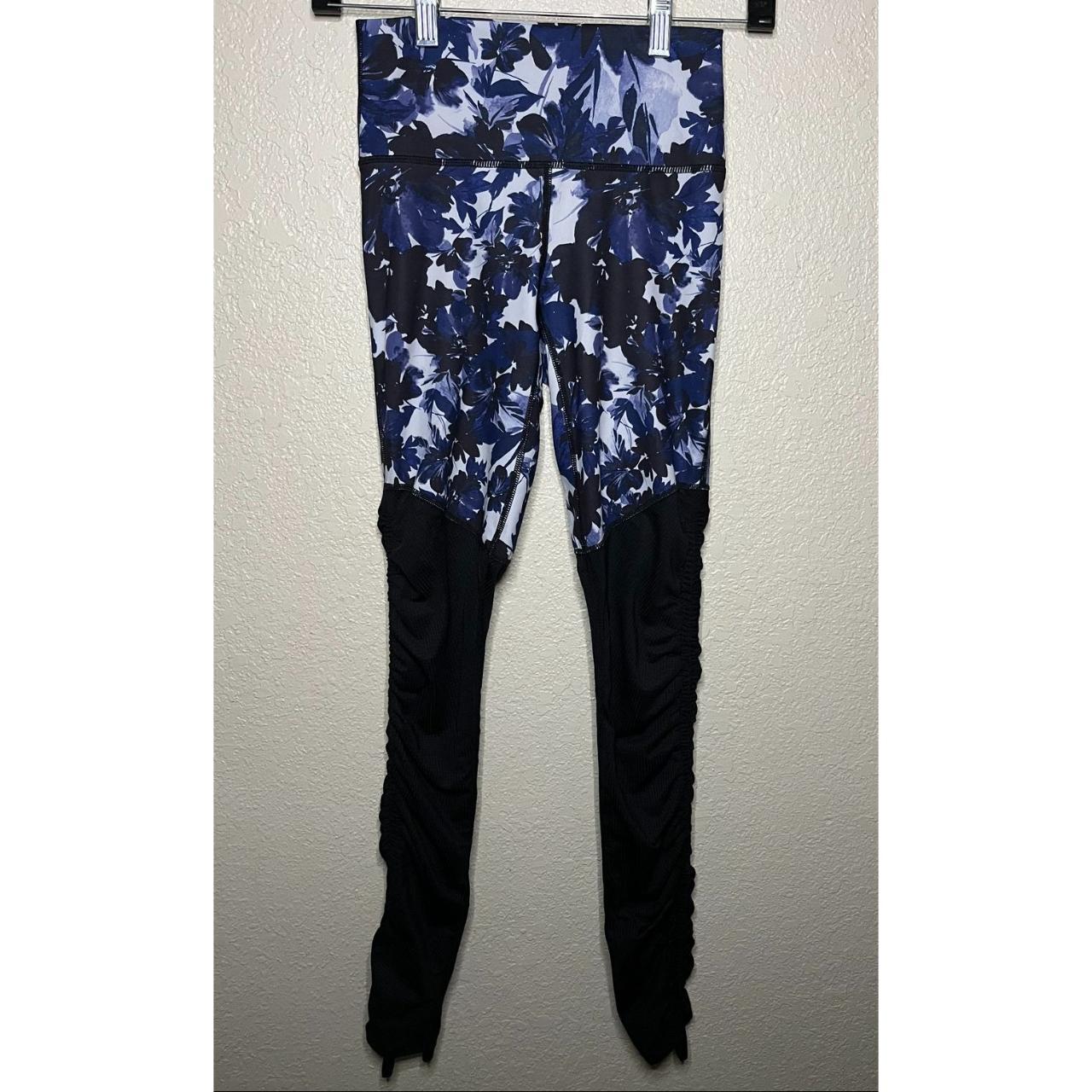 Fabletics Blue & Black Floral Cashel Ruched... - Depop