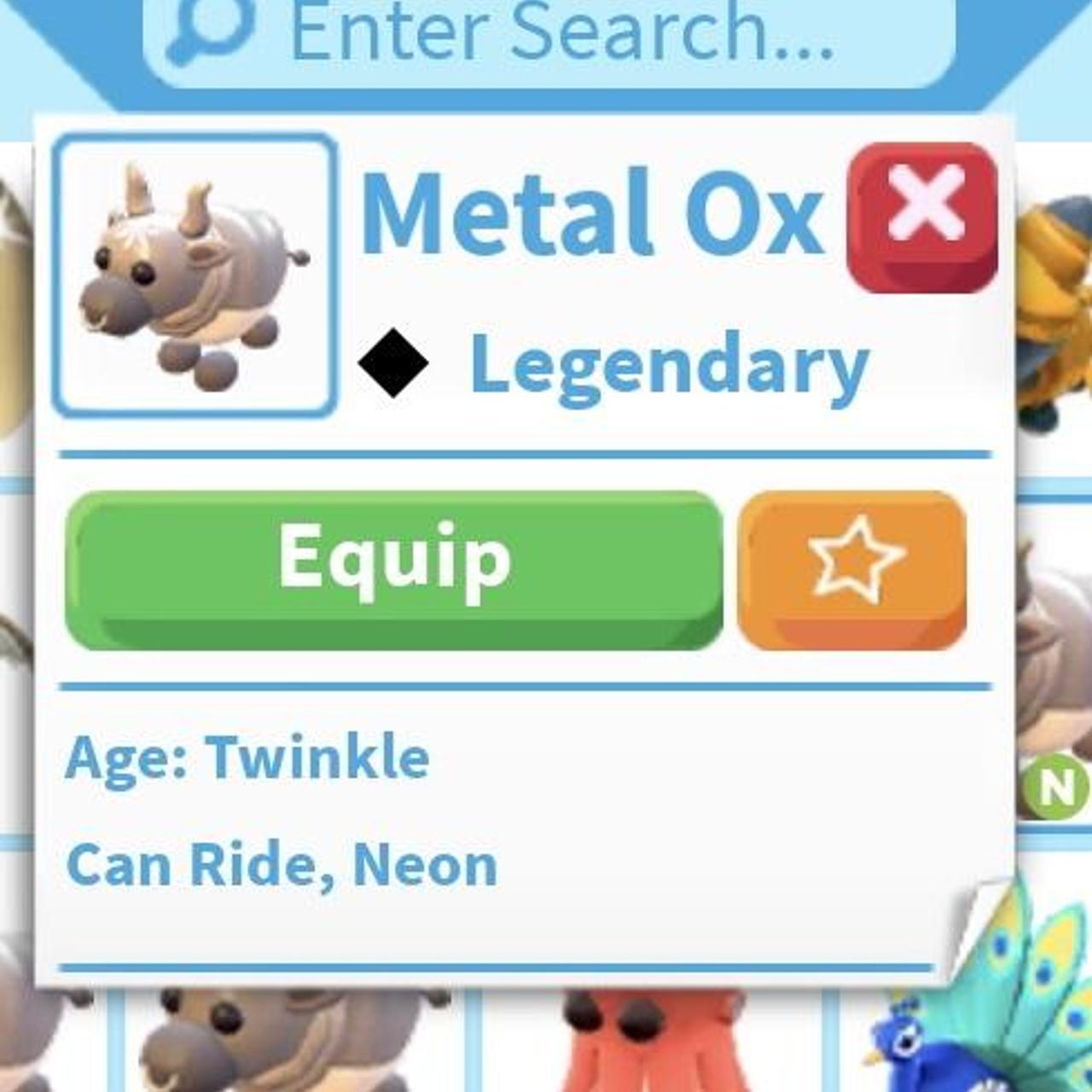 Adopt me NEON RIDE METAL OXE from the old lunar... - Depop