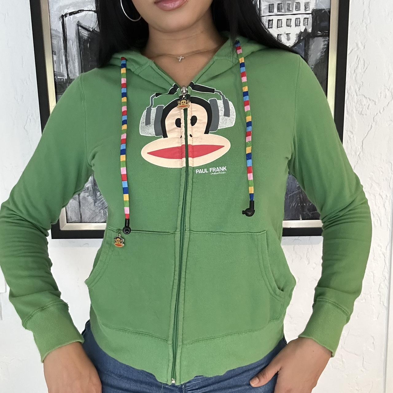2000’s green Paul Frank zip up sweater by Paul frank... - Depop
