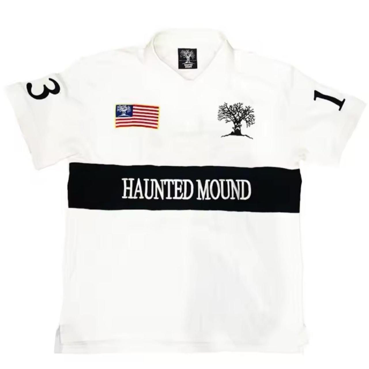 Haunted Mound Polo Shirt - red and black cotton,... | Depop