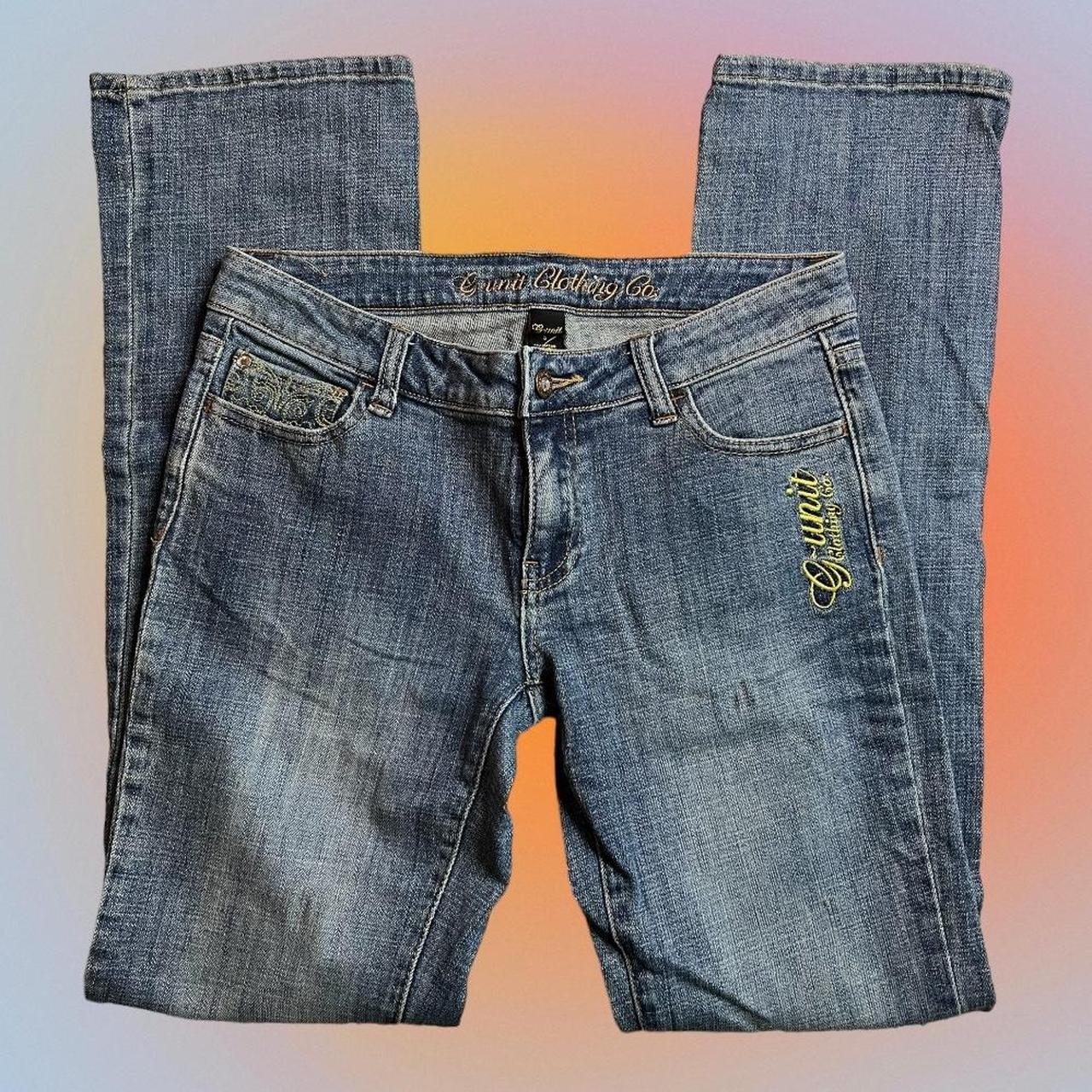 Vintage “G-Unit” jeans embellished with gold thread,... - Depop