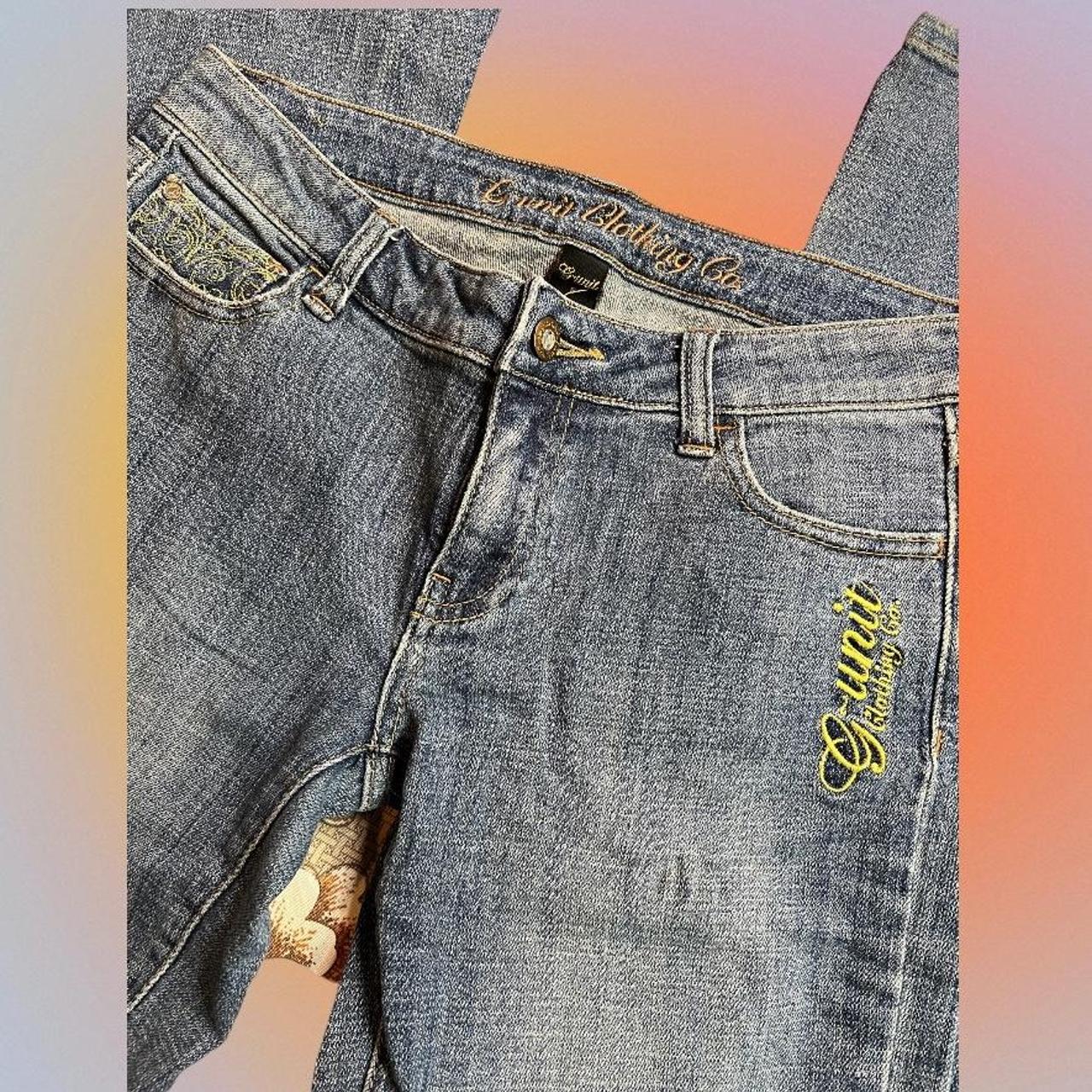 Vintage “G-Unit” jeans embellished with gold thread,... - Depop