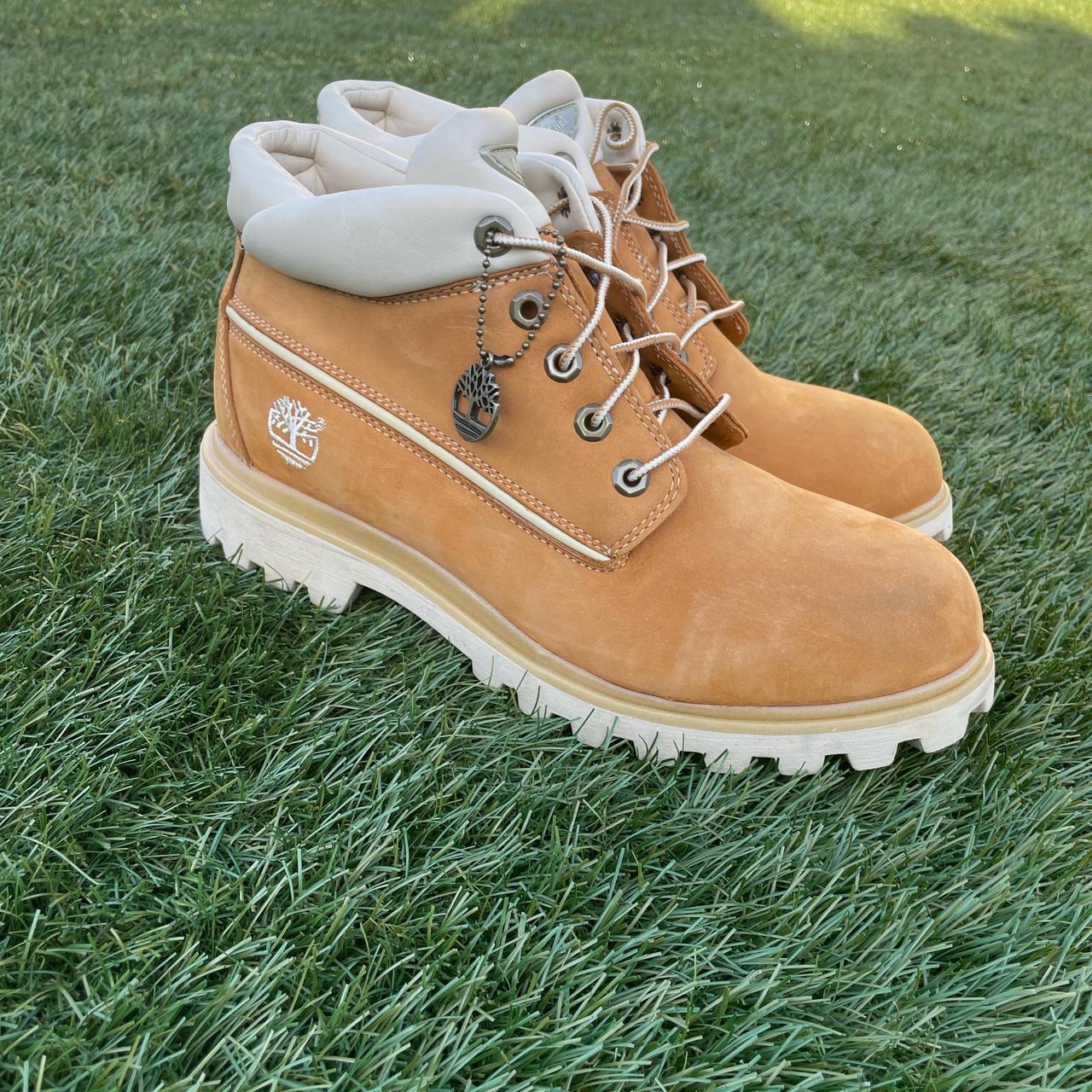 Tan and cream Timberland ankle boots #Timberland... | Depop