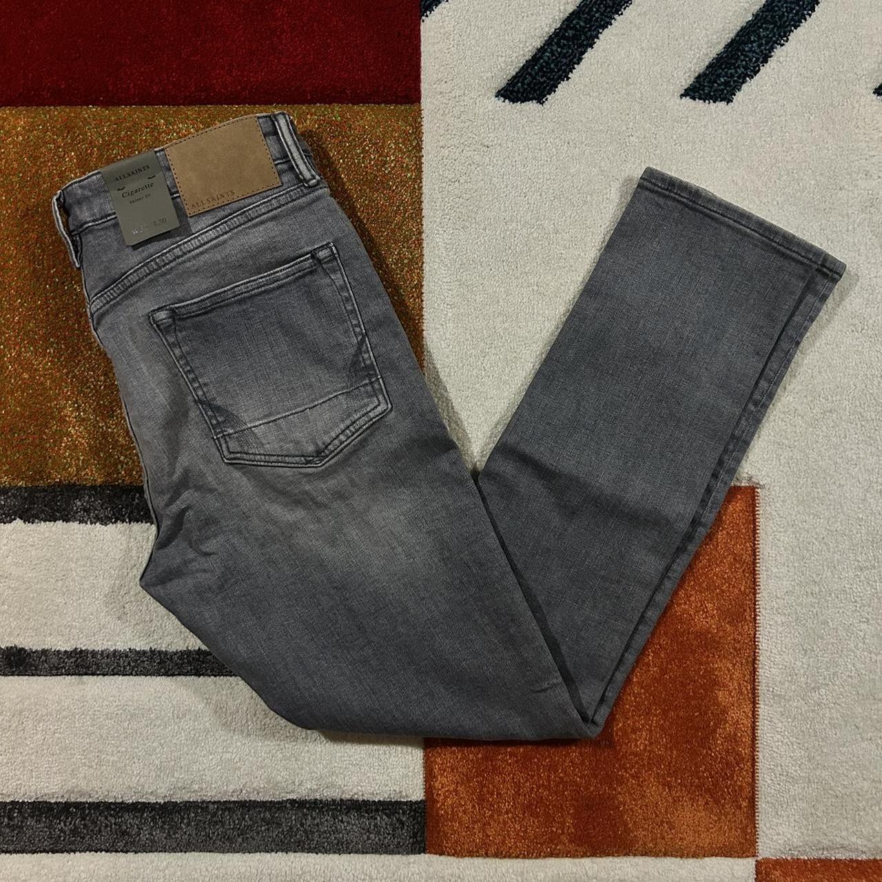 Grey Cigarette Skinny Jeans All Saints Button Fly... | Depop