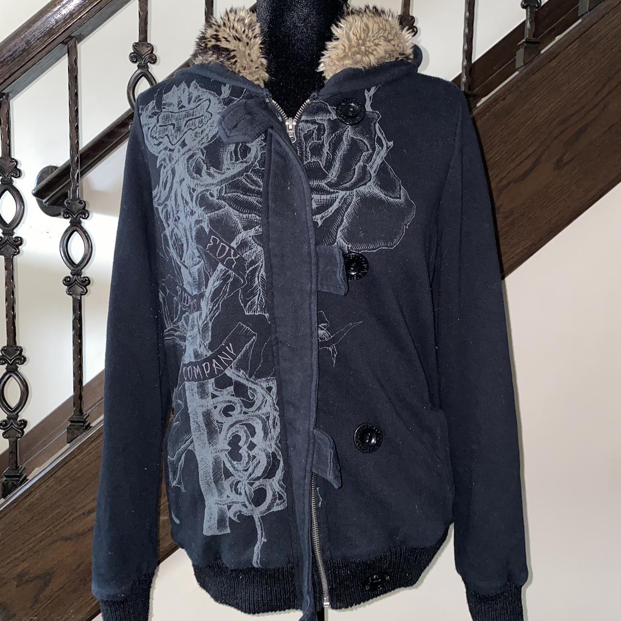 Fox Racing Fur Hoodie/Jacket Color: Black Size:... - Depop