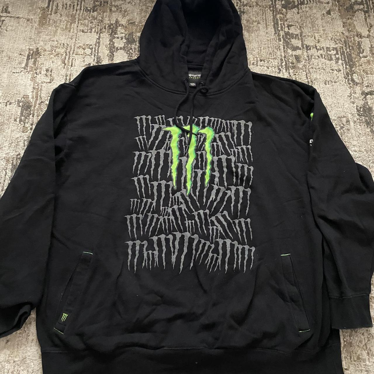 Monster Energy Hoodie Color: Black & Green Size:... - Depop