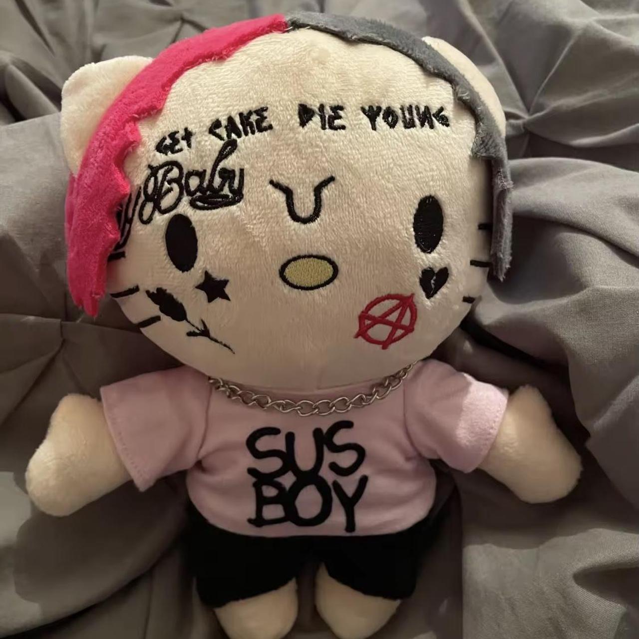 Lil Peep Pink and black Hello Kitty plush... - Depop