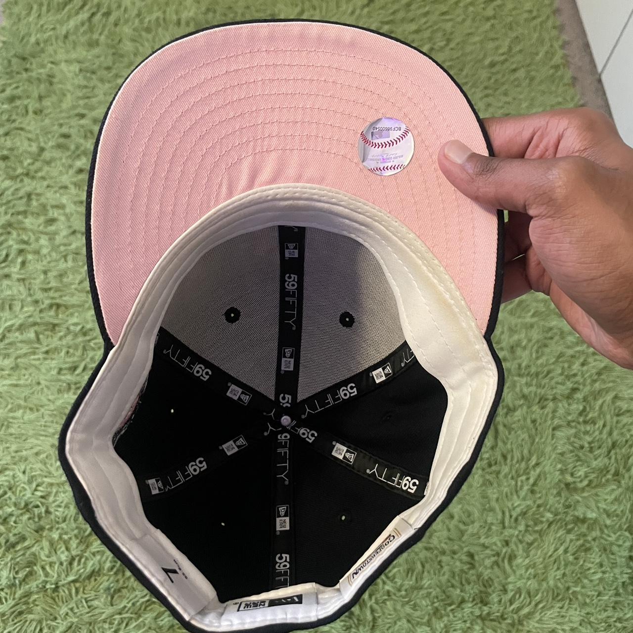 Navy and pink New York fitted cap,worn once,Pinky... - Depop