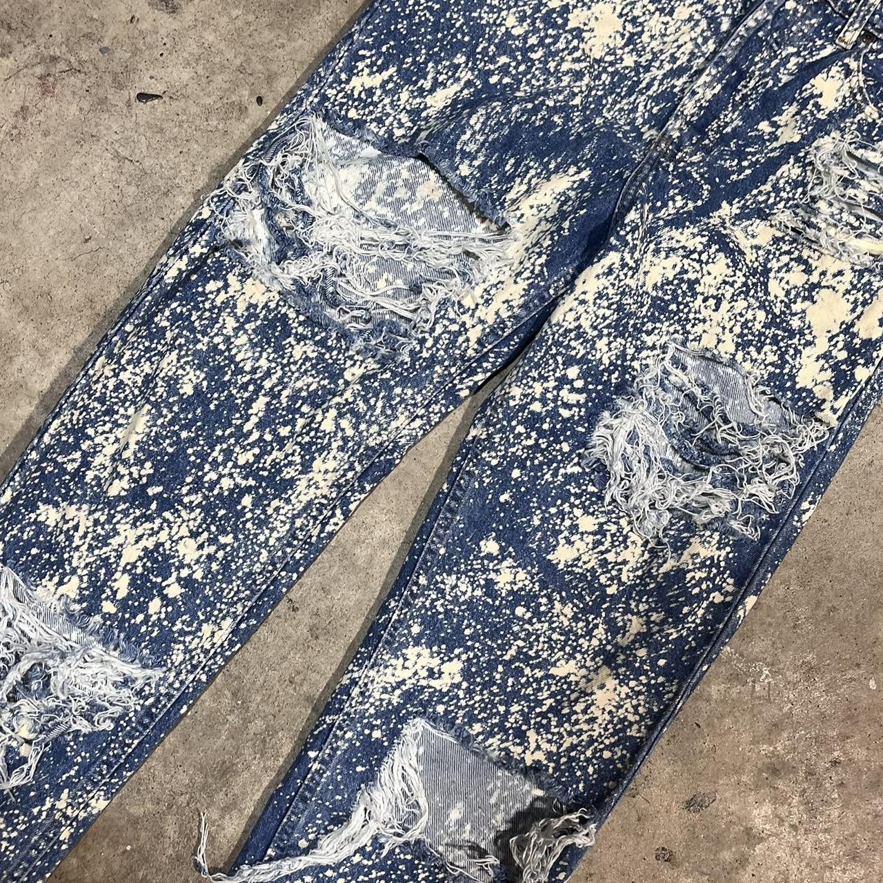 Vintage 90s Ripped Paint Splatter Desert Jeans... - Depop