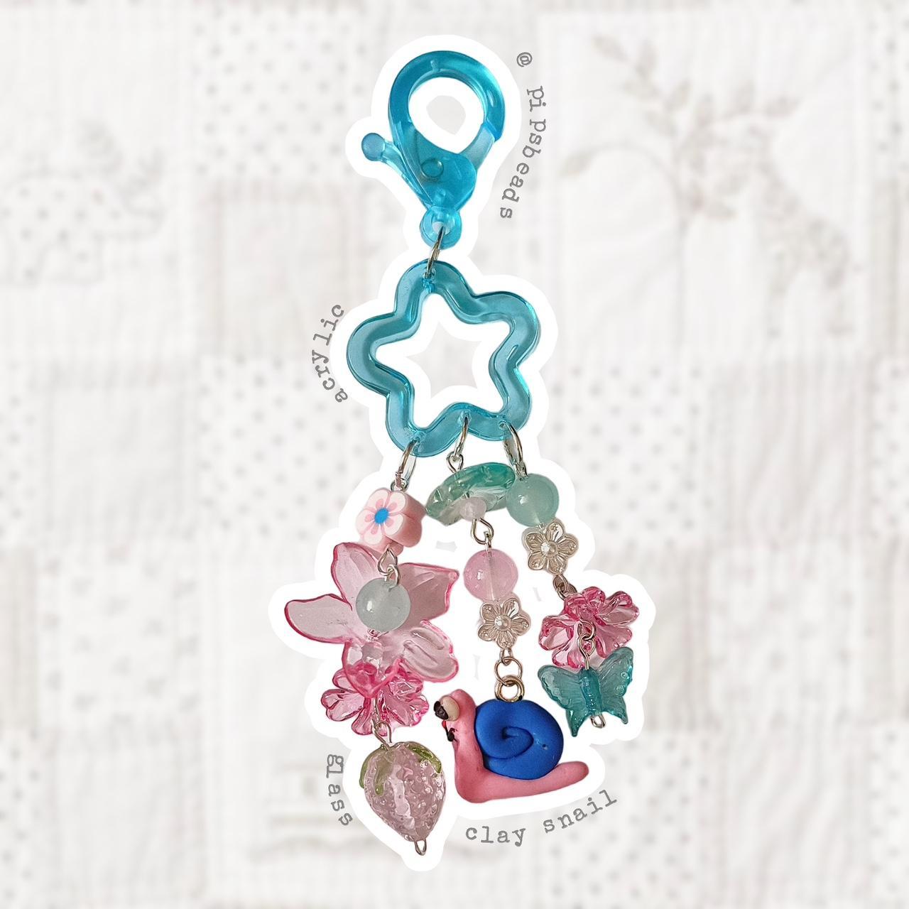 beaded snail charm keychain! 🐌 made with acrylic... - Depop