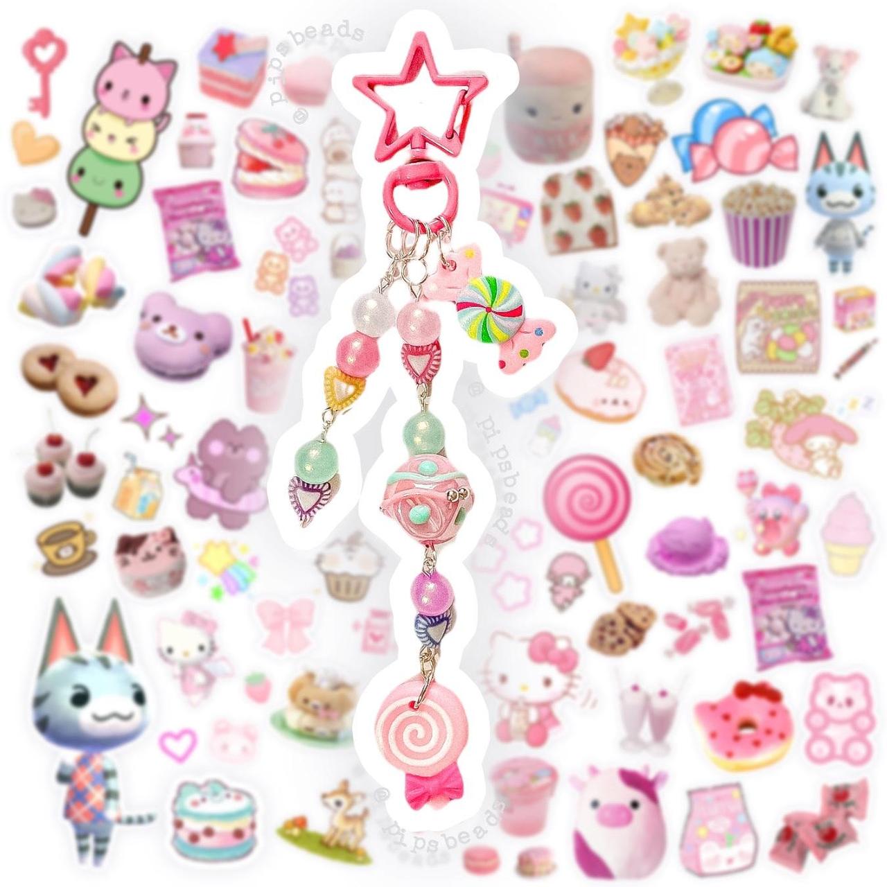 candy theme beaded keychain glass and acrylic... - Depop