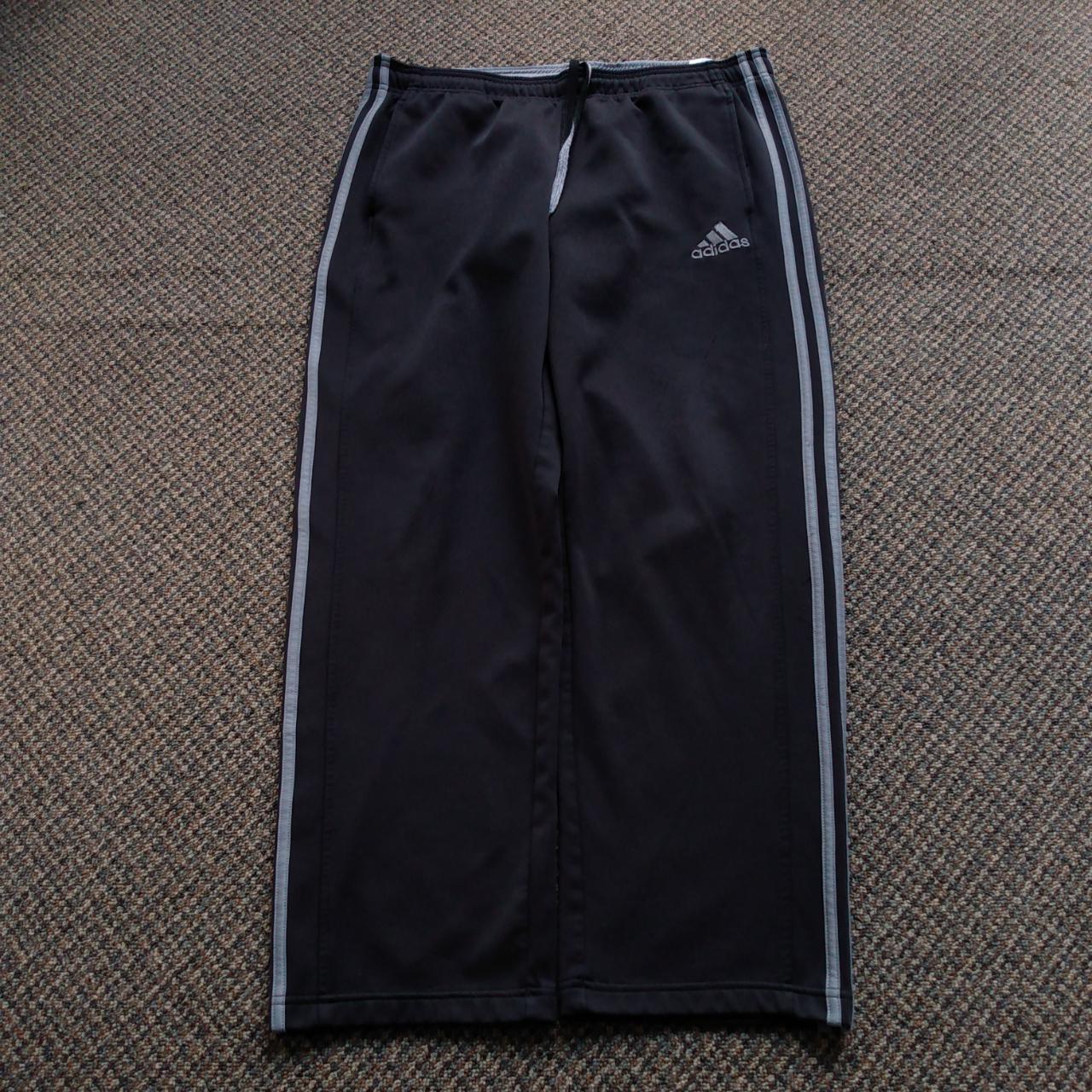 Adidas baggy grunge goth black sweatpants 3... - Depop