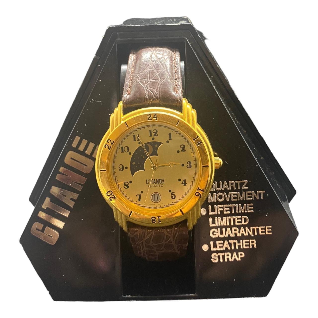 Gitano Men's Gold and Brown Watch | Depop