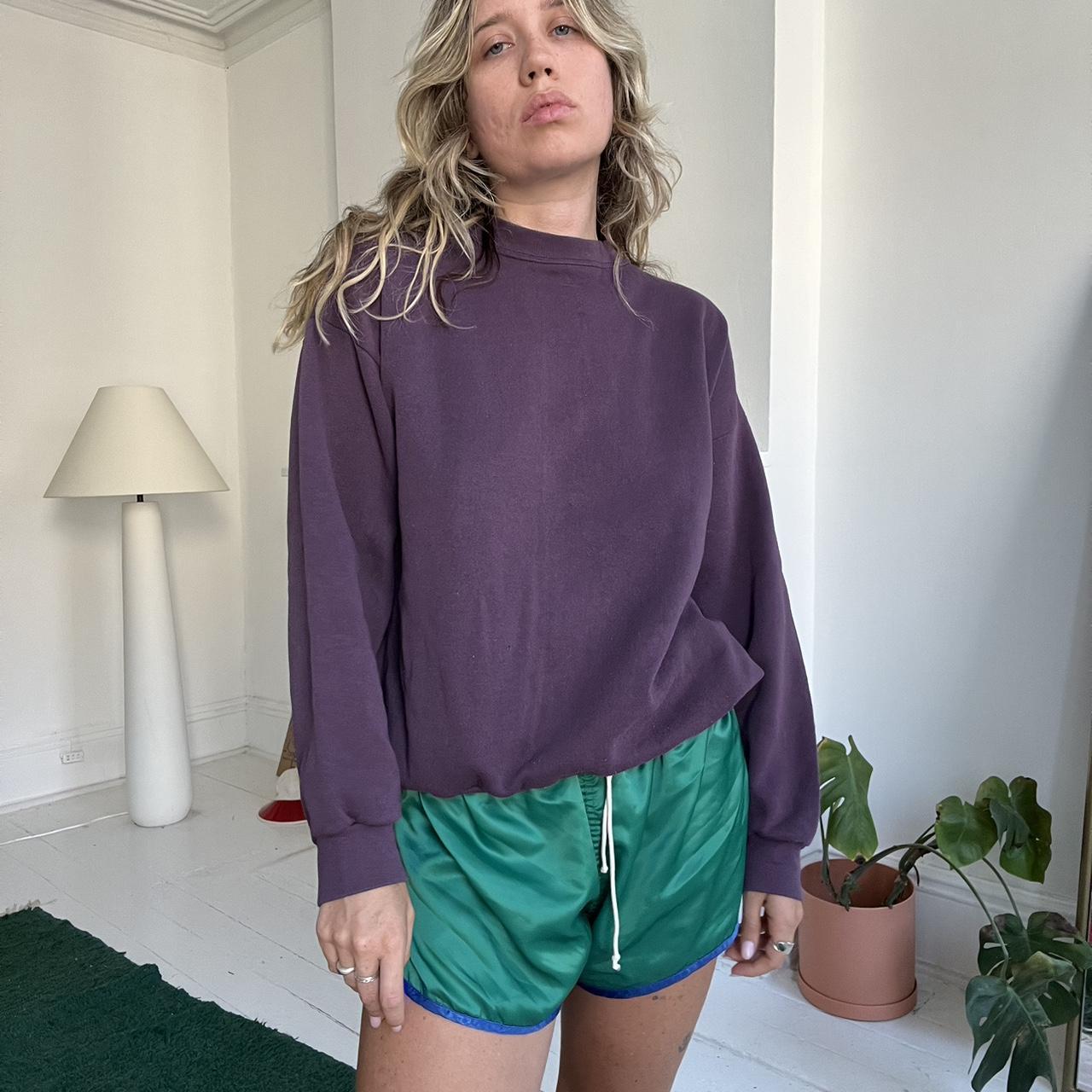 Vintage sun faded Tultex purple crew sweater. Label... - Depop