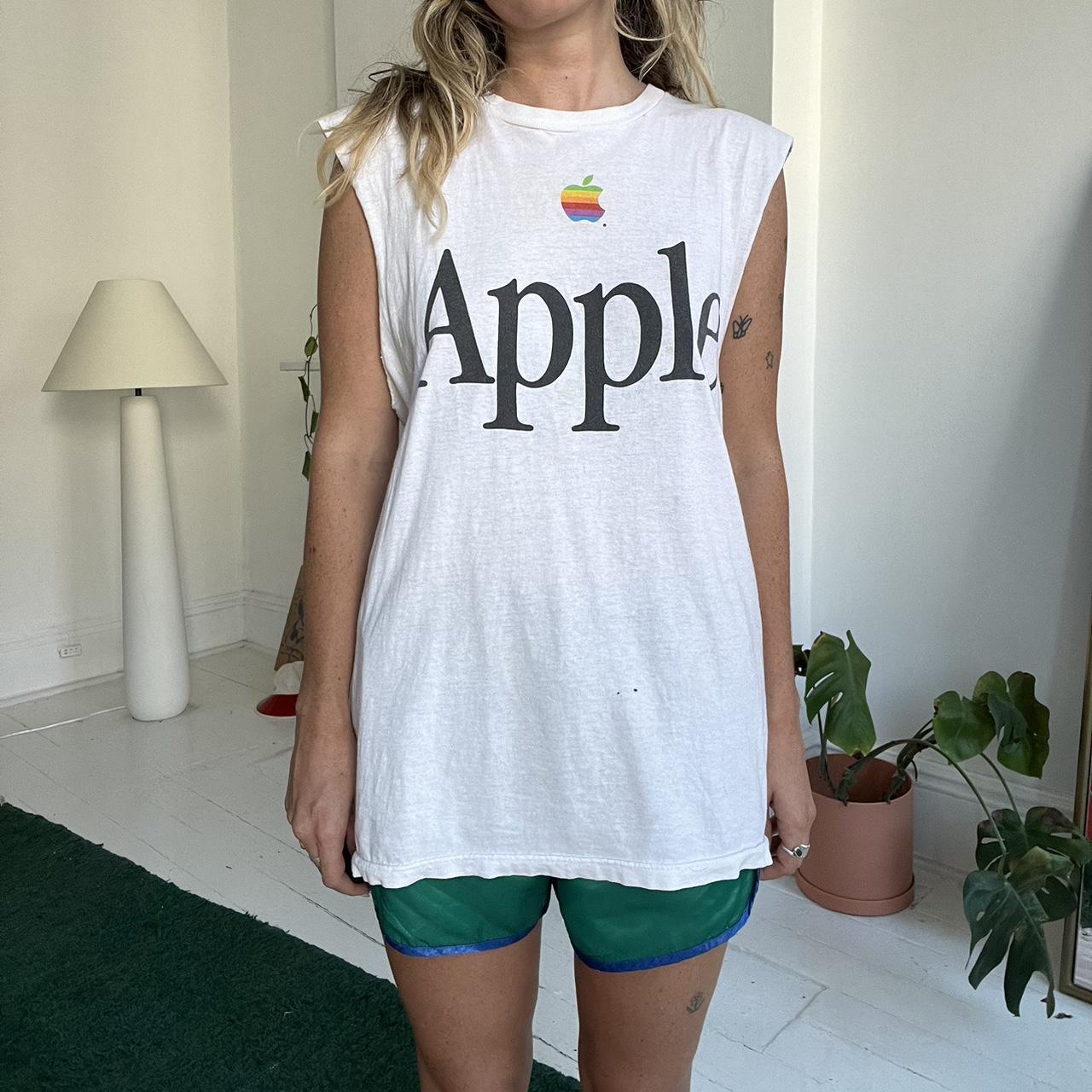 Early 2000 vintage Apple T-shirt cutoff. Large. USA. - Depop