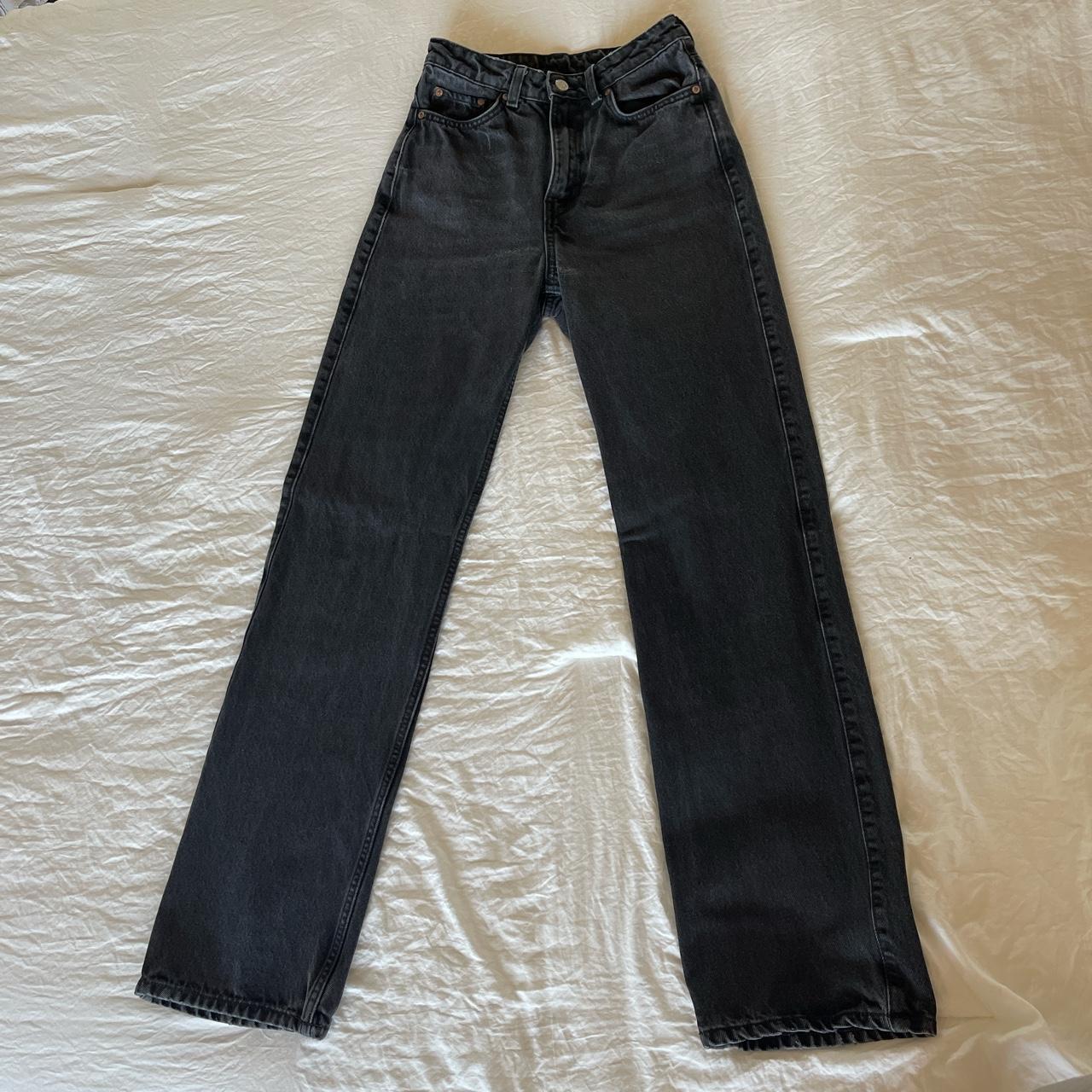 WEEKDAY high waisted wide leg black jeans size W25... - Depop