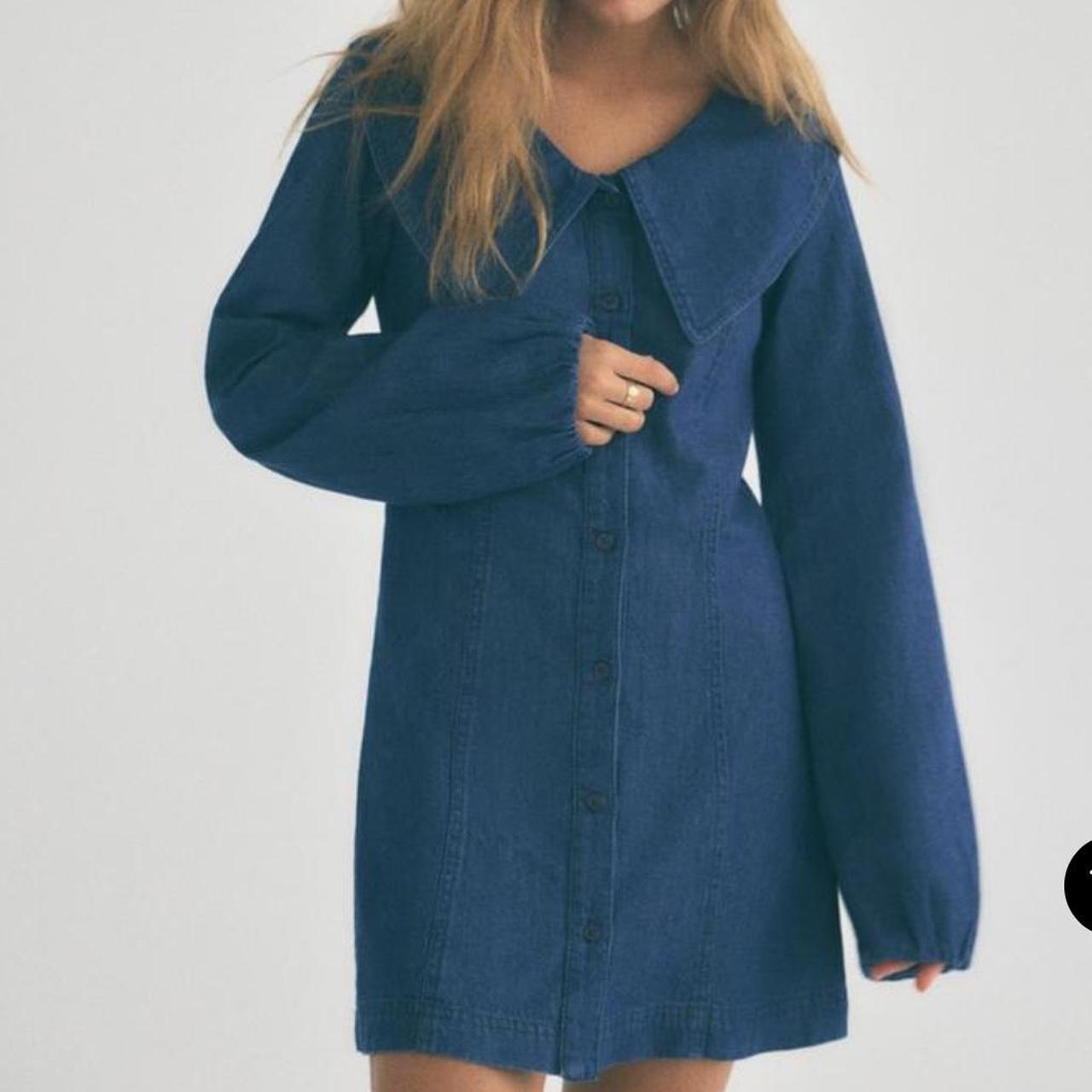 Zara Peter Pan Collar TRF Denim Dress (New With... | Depop