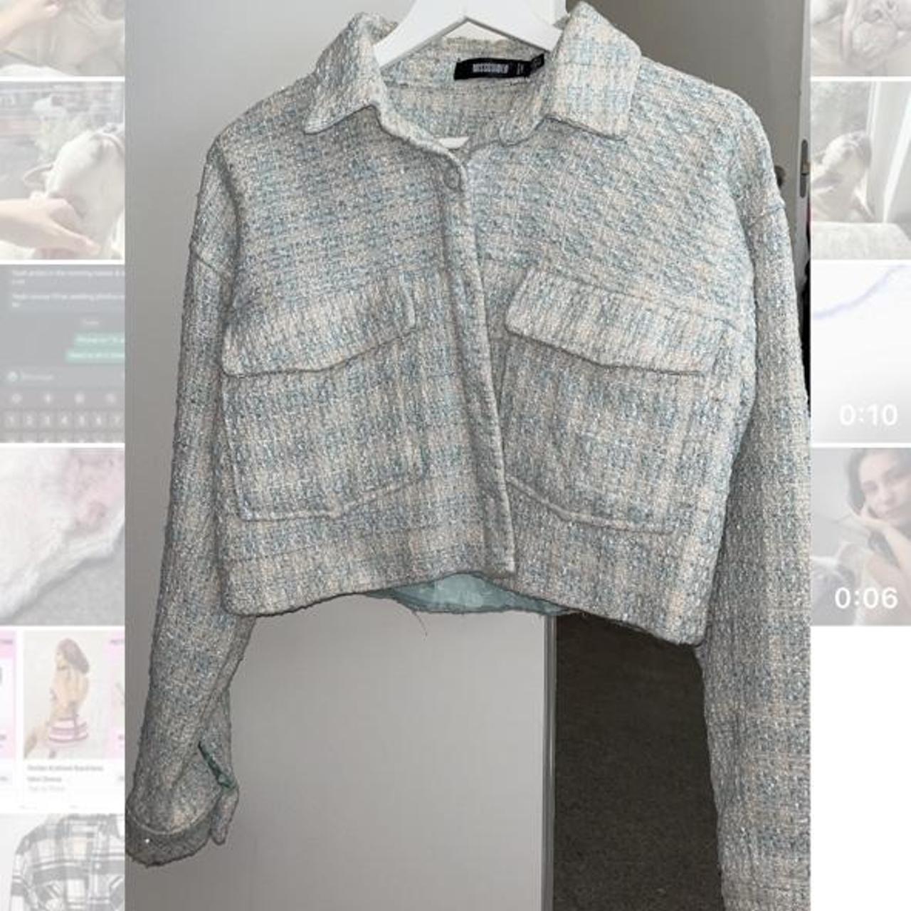 Misguided tweed cropped jacket Only worn once Size uk6 - Depop