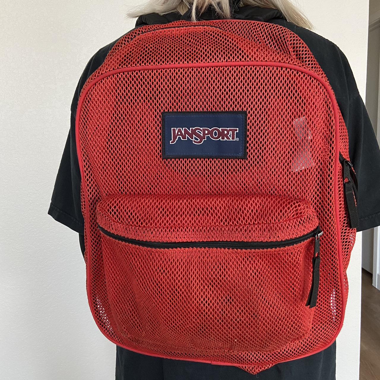 Mesh Jansport backpack. #casual #school #streetwear... - Depop