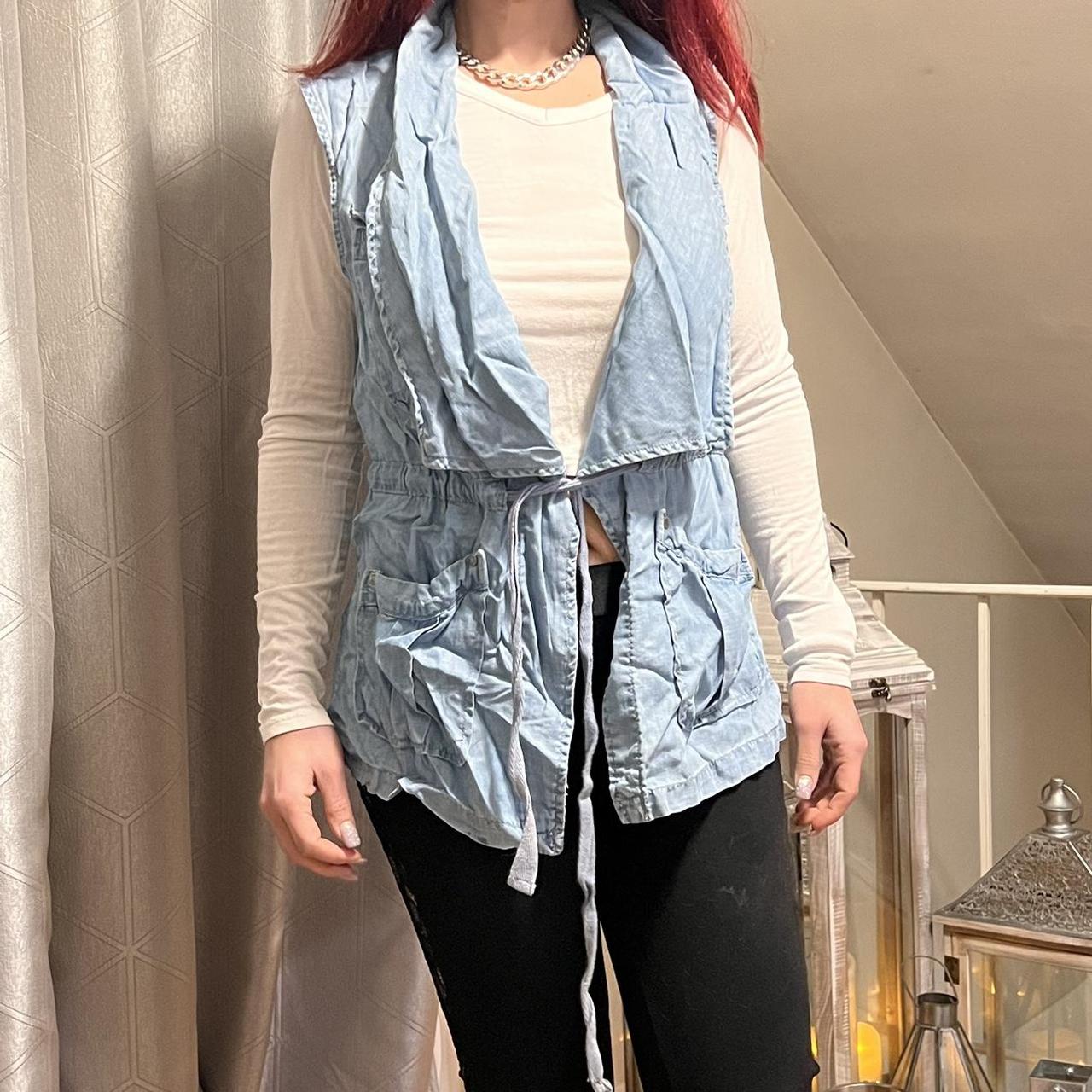 Chambray vest with drawstring waist great... - Depop