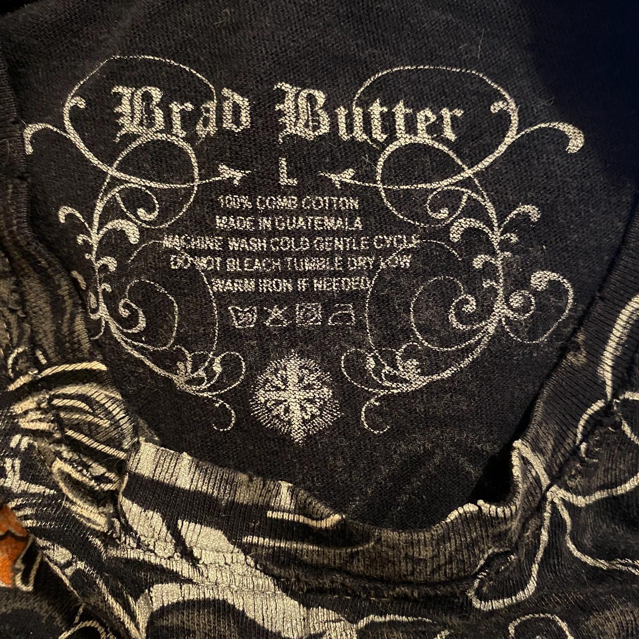 Y2K Brad Butter orange butterfly design shirt. Size... - Depop