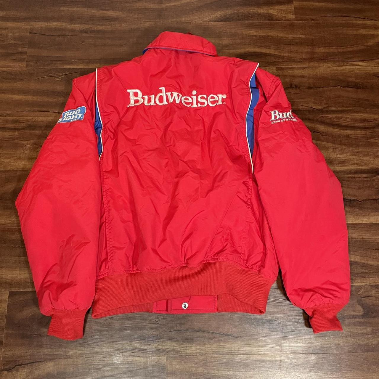 Vintage Budweiser Bomber Puffer Jacket Bud Light... - Depop
