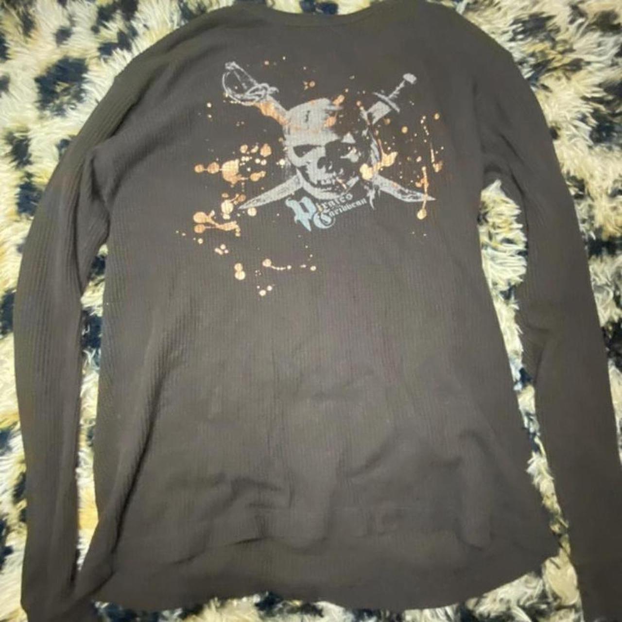 Y2k emo baddie Pirates Of The Caribbean thermal sweater - Depop