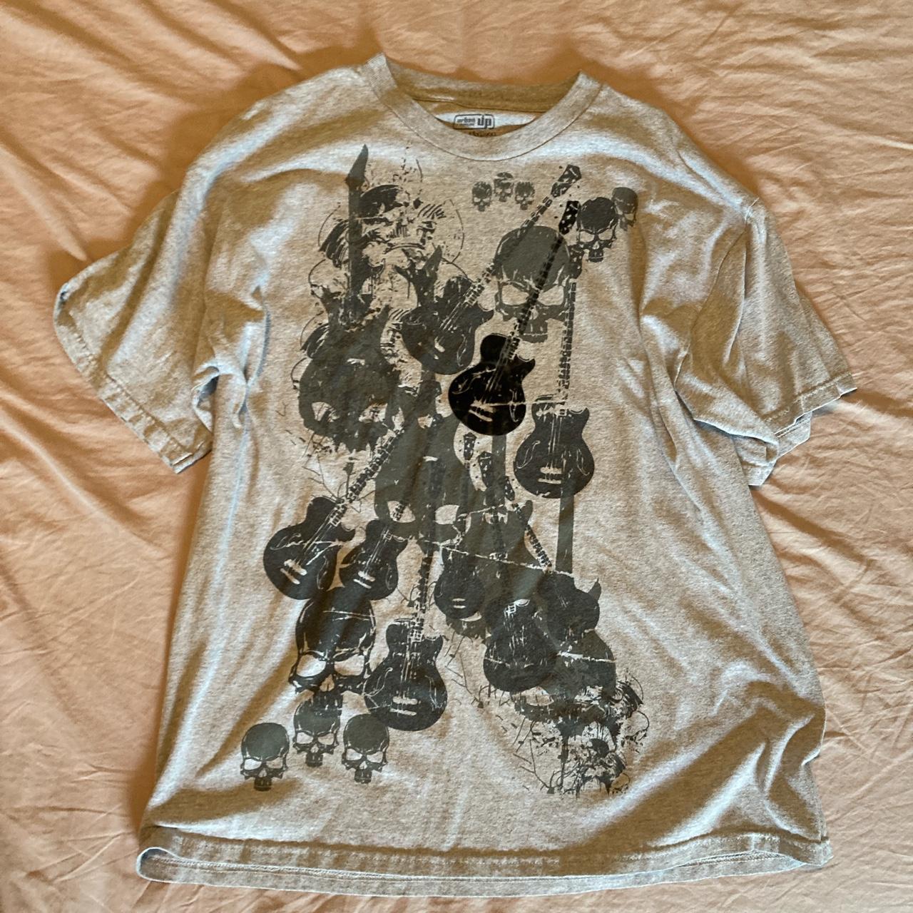 affliction type graphic grey tee size... - Depop