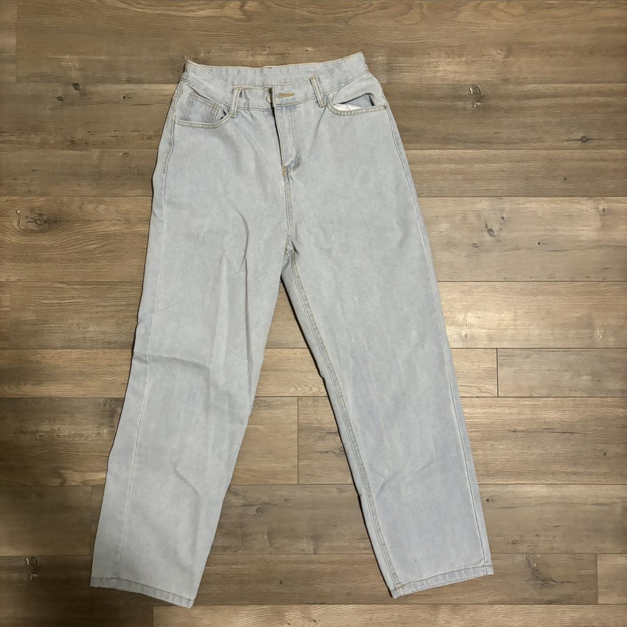 No brand light washed jeans Size small Brand... - Depop