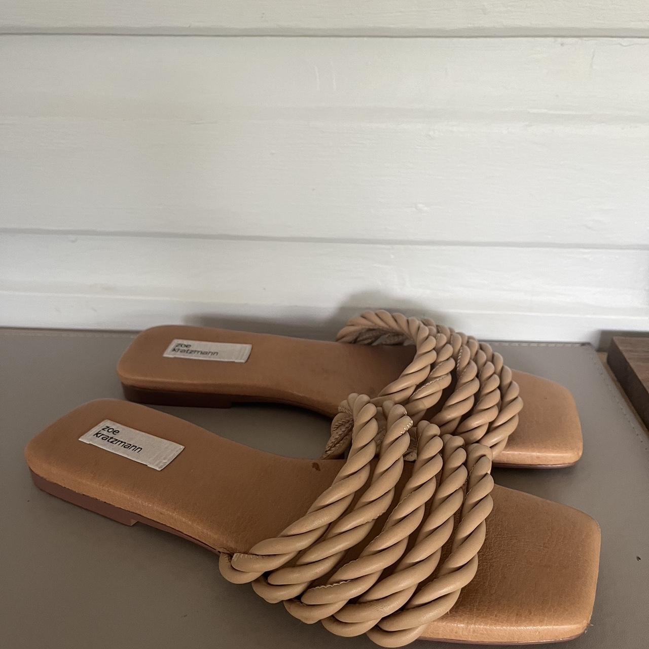 Zoe Kratzmann tan slide size 39. Leather upper and... - Depop