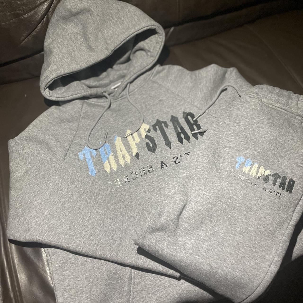 Trapstar Chenille Decoded Tracksuit - Grey Ice blue... - Depop