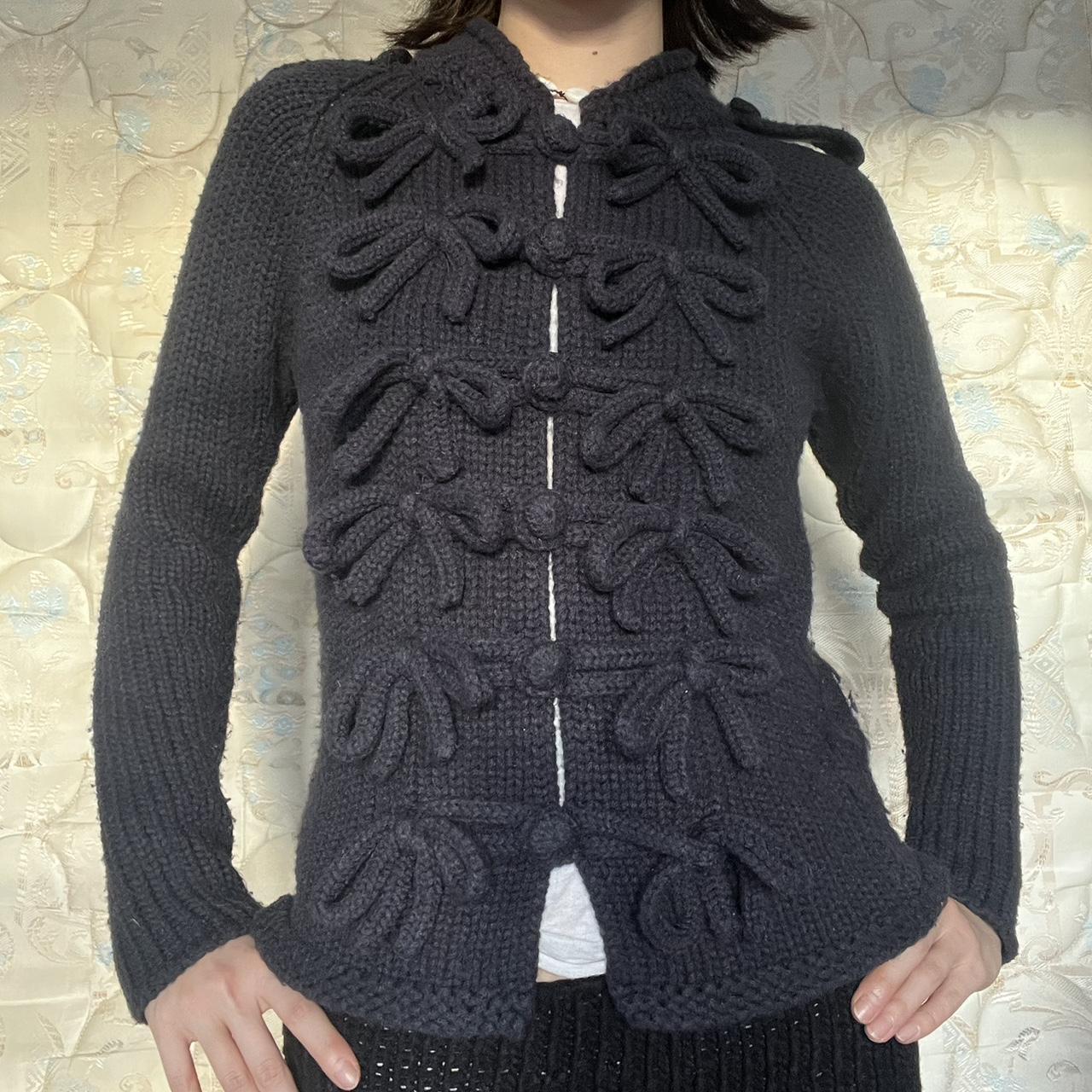 INSANE knitted button up jumper with knitted bows... | Depop