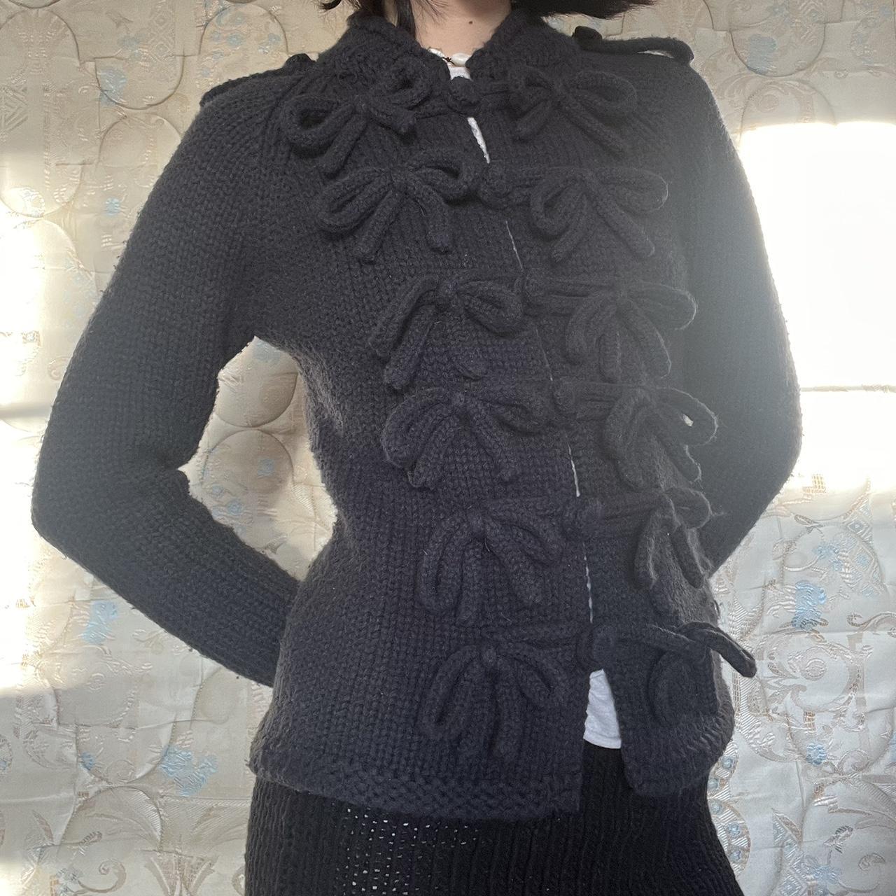 INSANE knitted button up jumper with knitted bows... | Depop