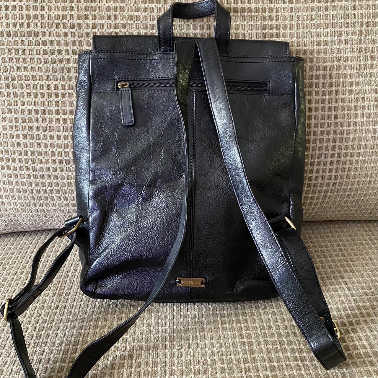 HIDESIGN black leather backpack, medium size,... - Depop