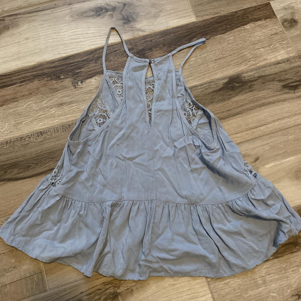 pacsun la hearts flowy blue halter top w lace detail... - Depop