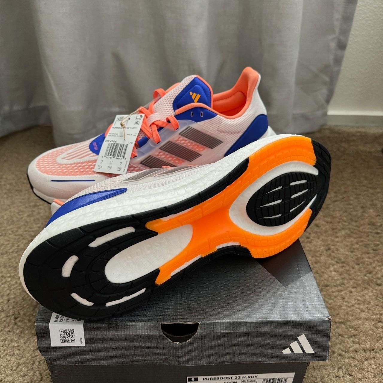 Adidas Pureboost 22 h.rdy white blue orange - Depop